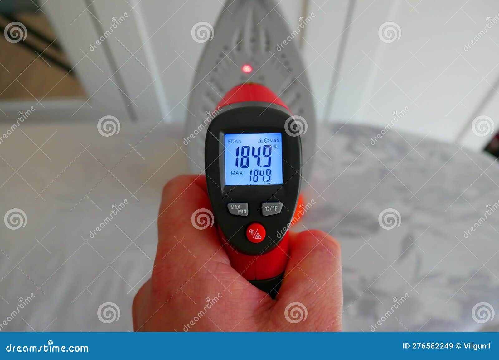 Temperature Measurement with a Portable Pyrometer. Stock Image - Image ...