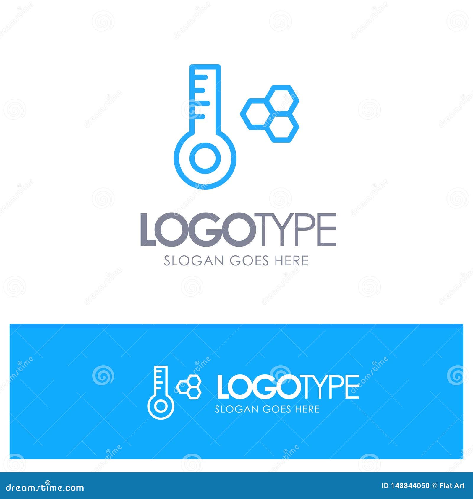 Temperature, Temperature Meter, Thermometer Blue Outline Logo Place for ...