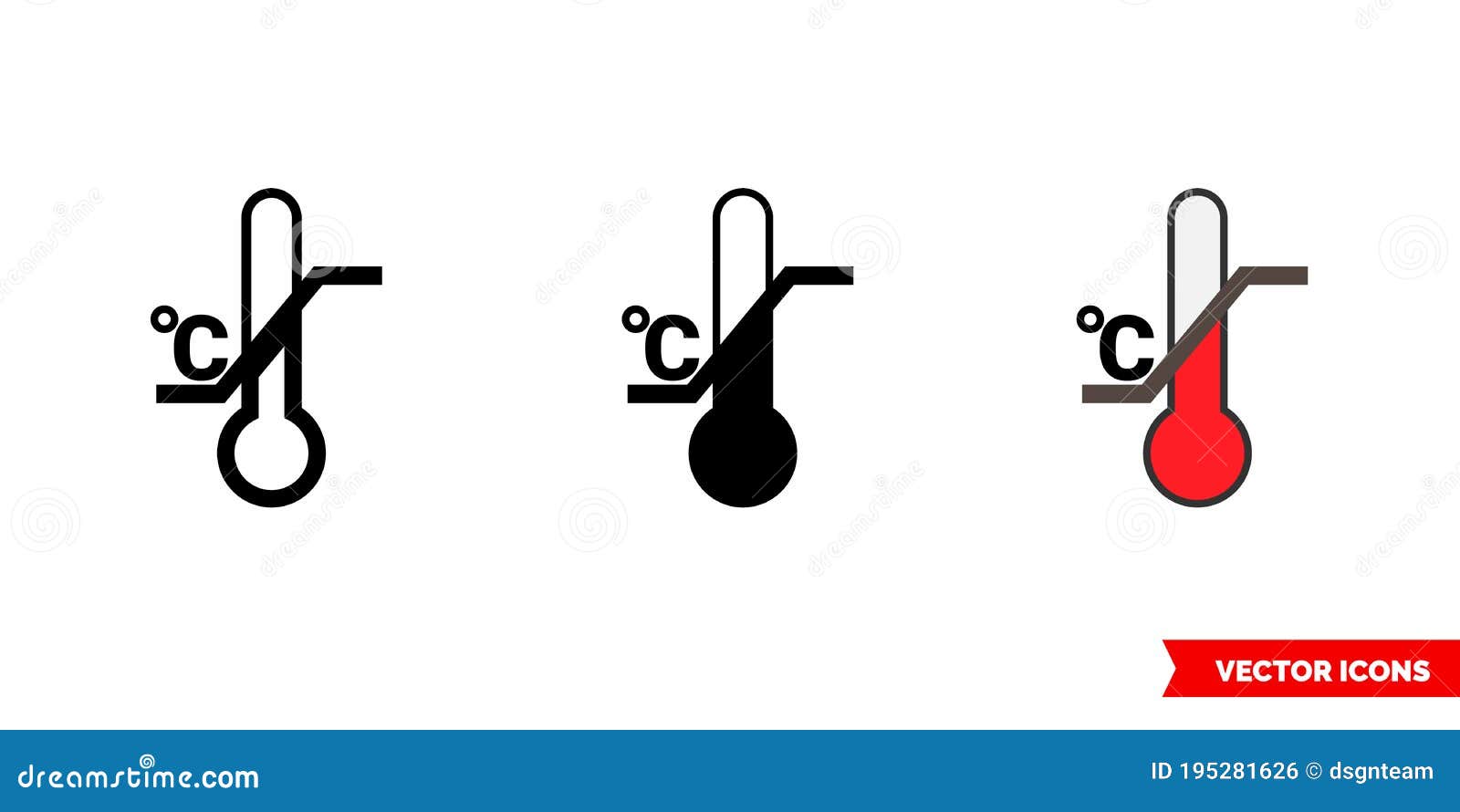 Temperature Package Icon of 3 Types Color, Black and White, Outline ...