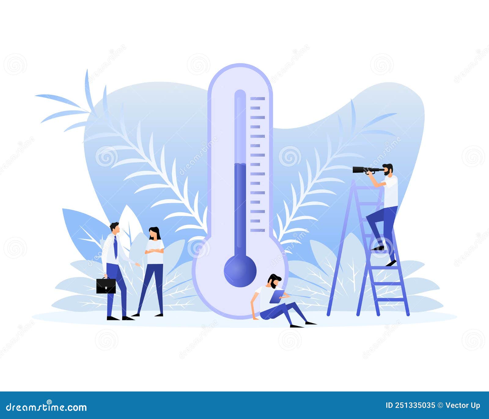 Temperature People. Thermometer Icon with Flat People Stock Vector ...