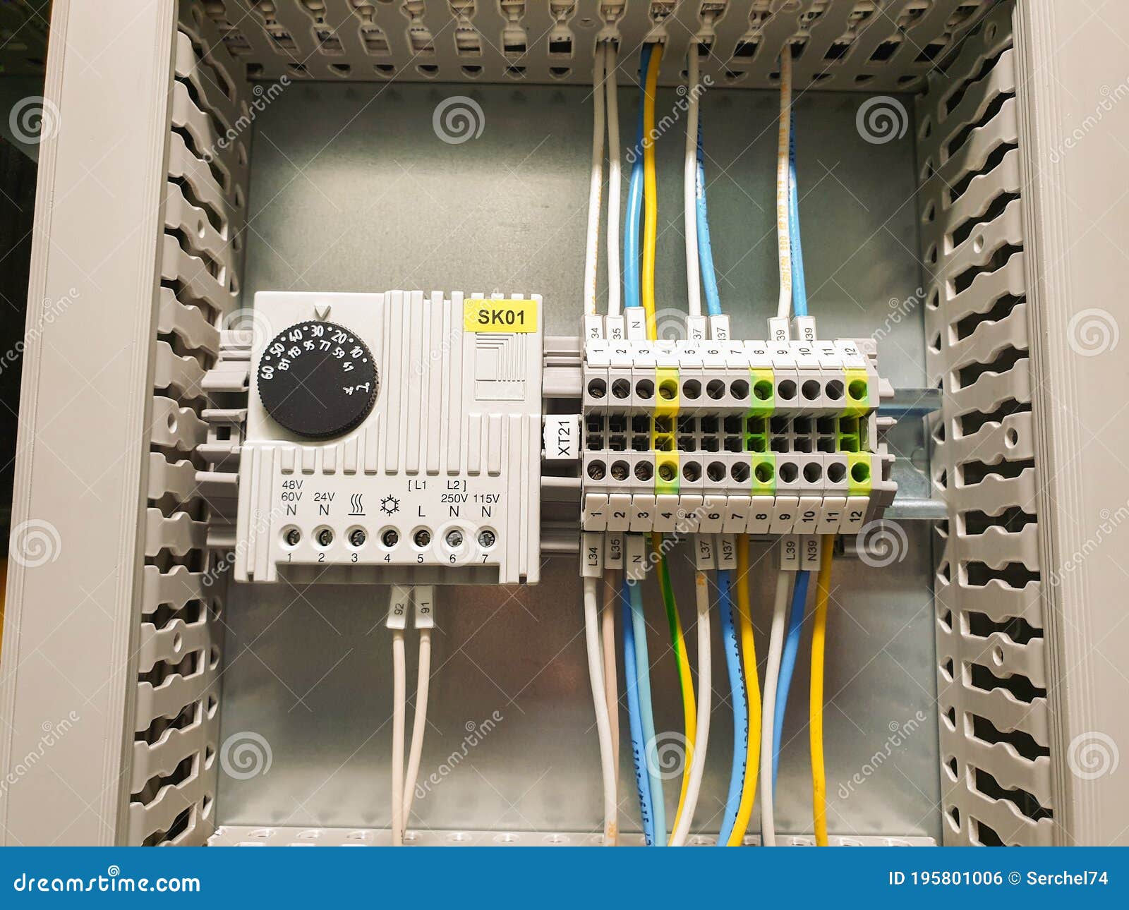 Temperature Relay in an Industrial Electrical Cabinet with Other ...