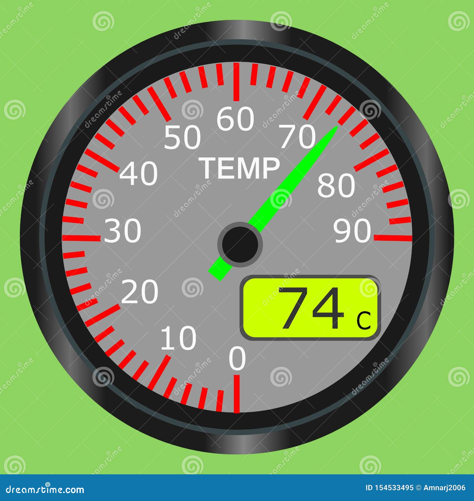 Temperature Scale from Green To Red with Arrow Stock Illustration ...