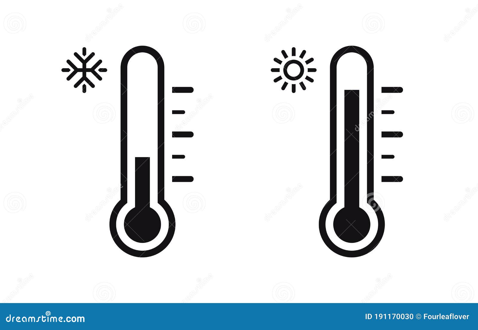 Temperature Symbol Set .Three Vector Thermometer Showing The ...