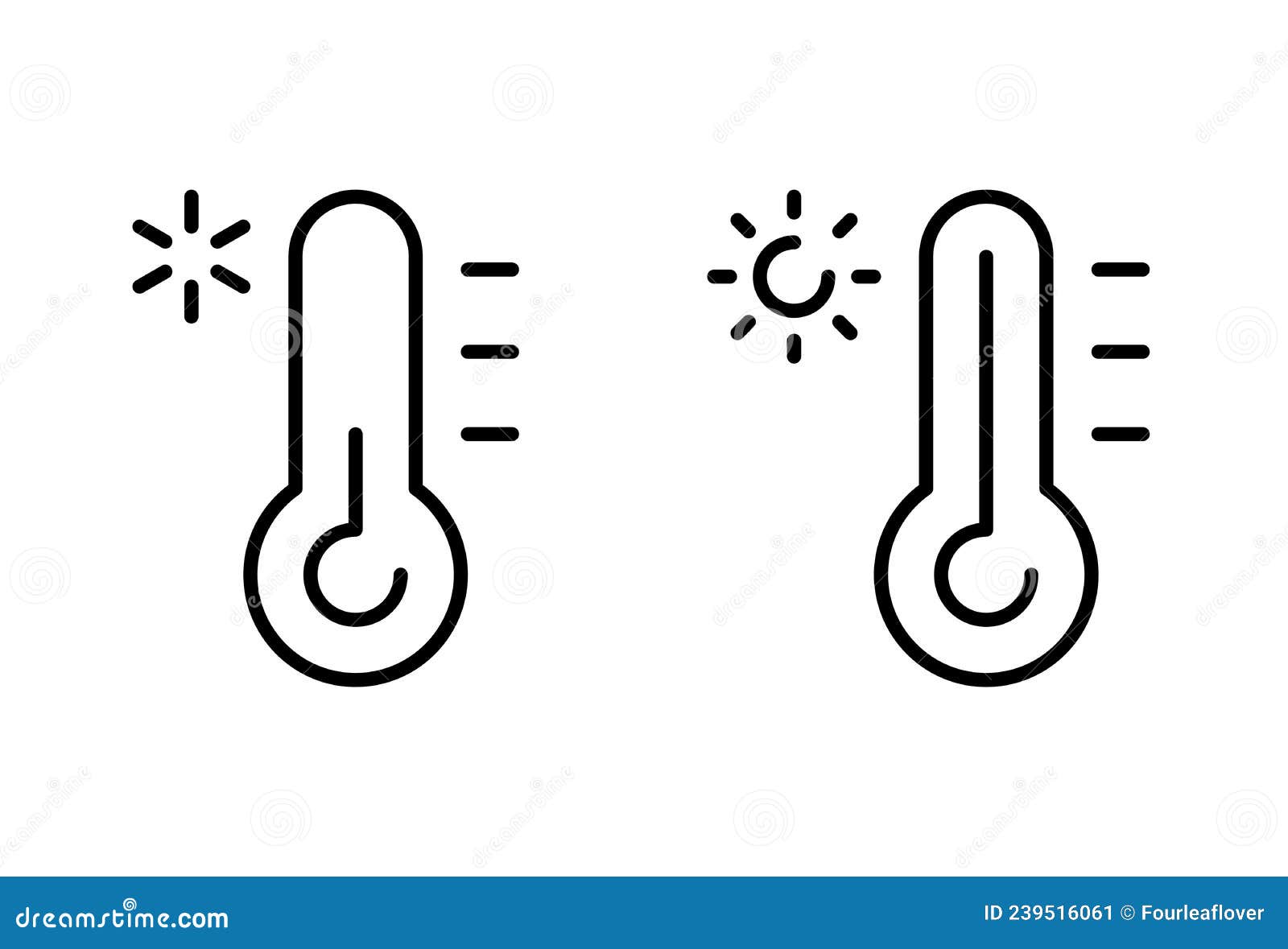 Temperature Symbol Set .Three Vector Thermometer Showing The ...