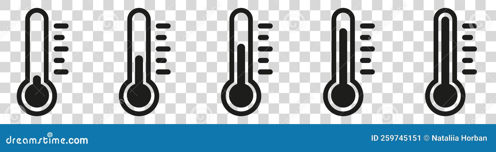 Temperature Symbol Set .Three Vector Thermometer Showing the ...