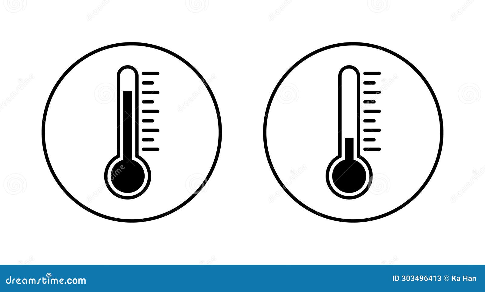 Temperature, Thermometer Icon Vector on Circle Line Stock Illustration ...