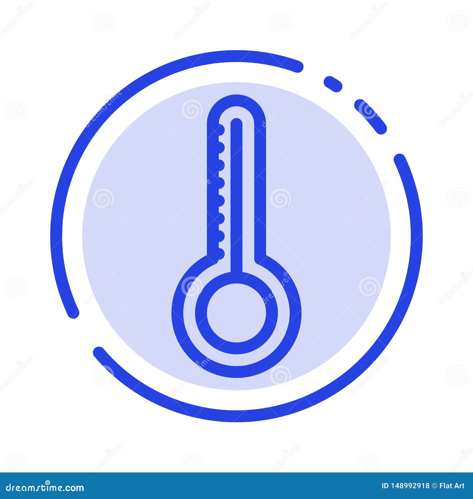 Temperature, Thermometer, Weather Blue Dotted Line Line Icon Stock ...