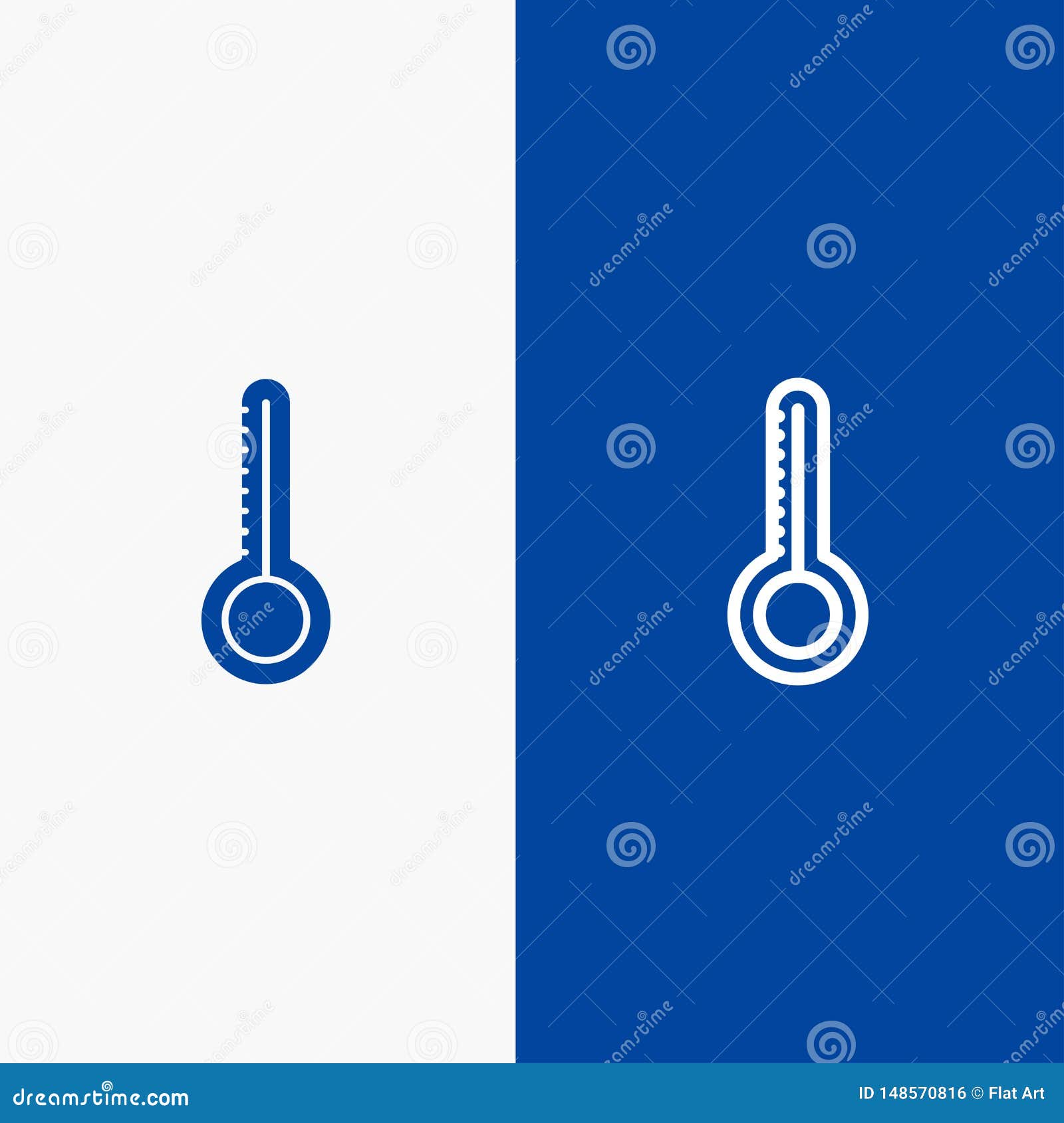 Temperature, Thermometer, Weather Line and Glyph Solid Icon Blue Banner ...