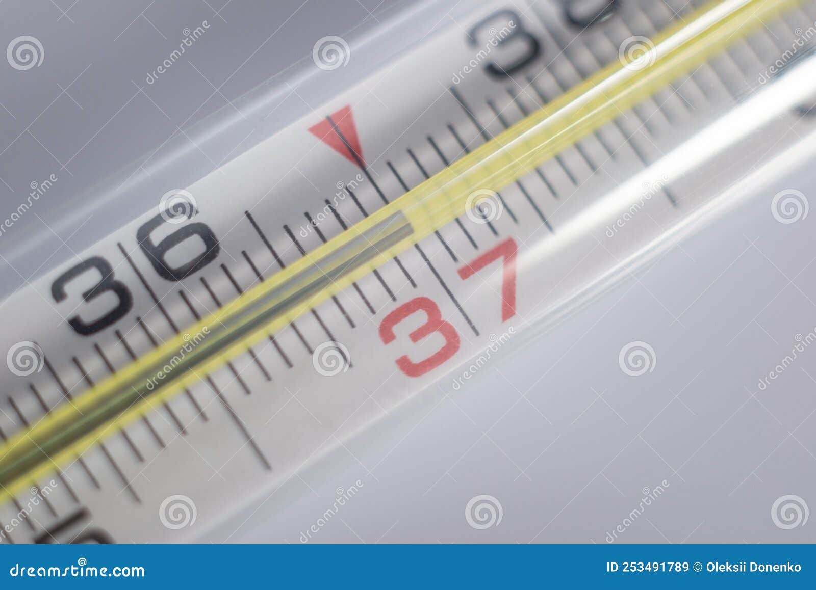 Temperature 37 on a Thermometer on a White Background, Fever Stock ...