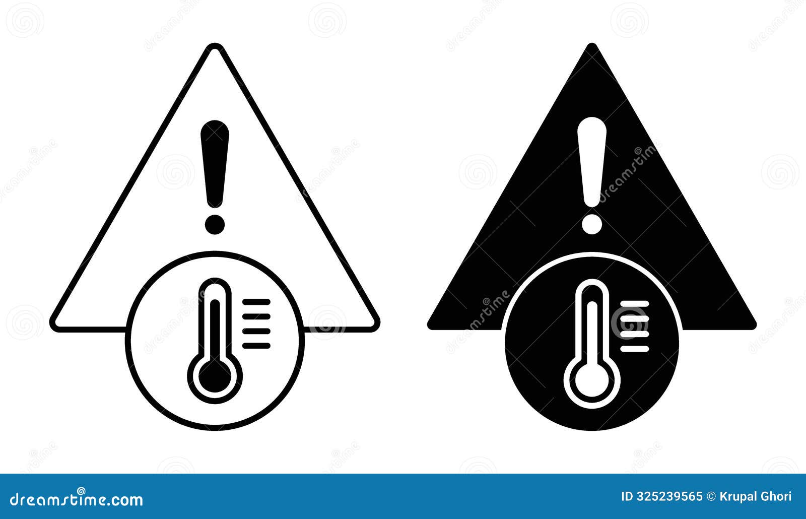 Temperature Warning Sign Outline Flat Icon Stock Illustration ...