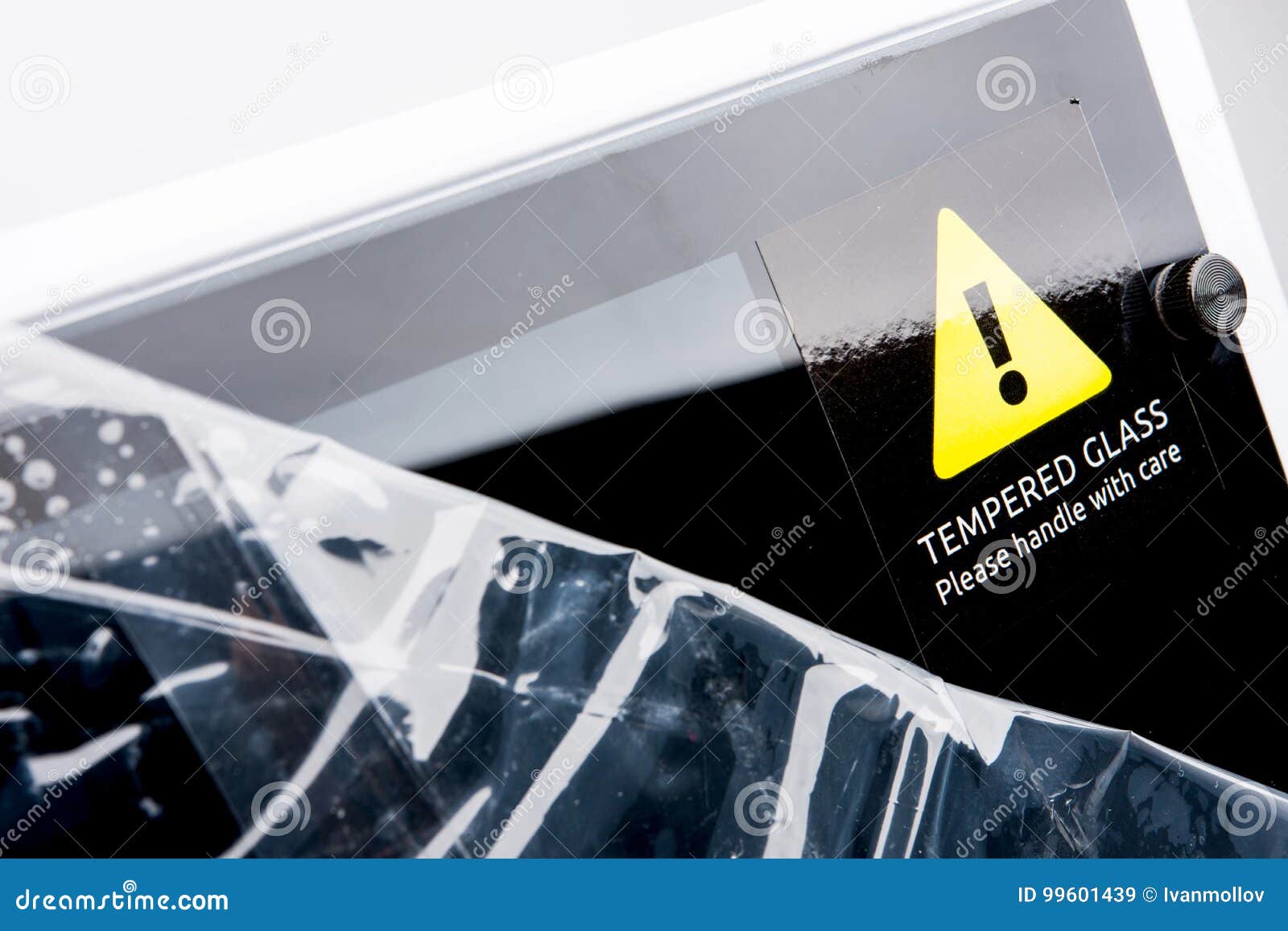Tempered Glass Warning stock image. Image of case, transparent - 99601439