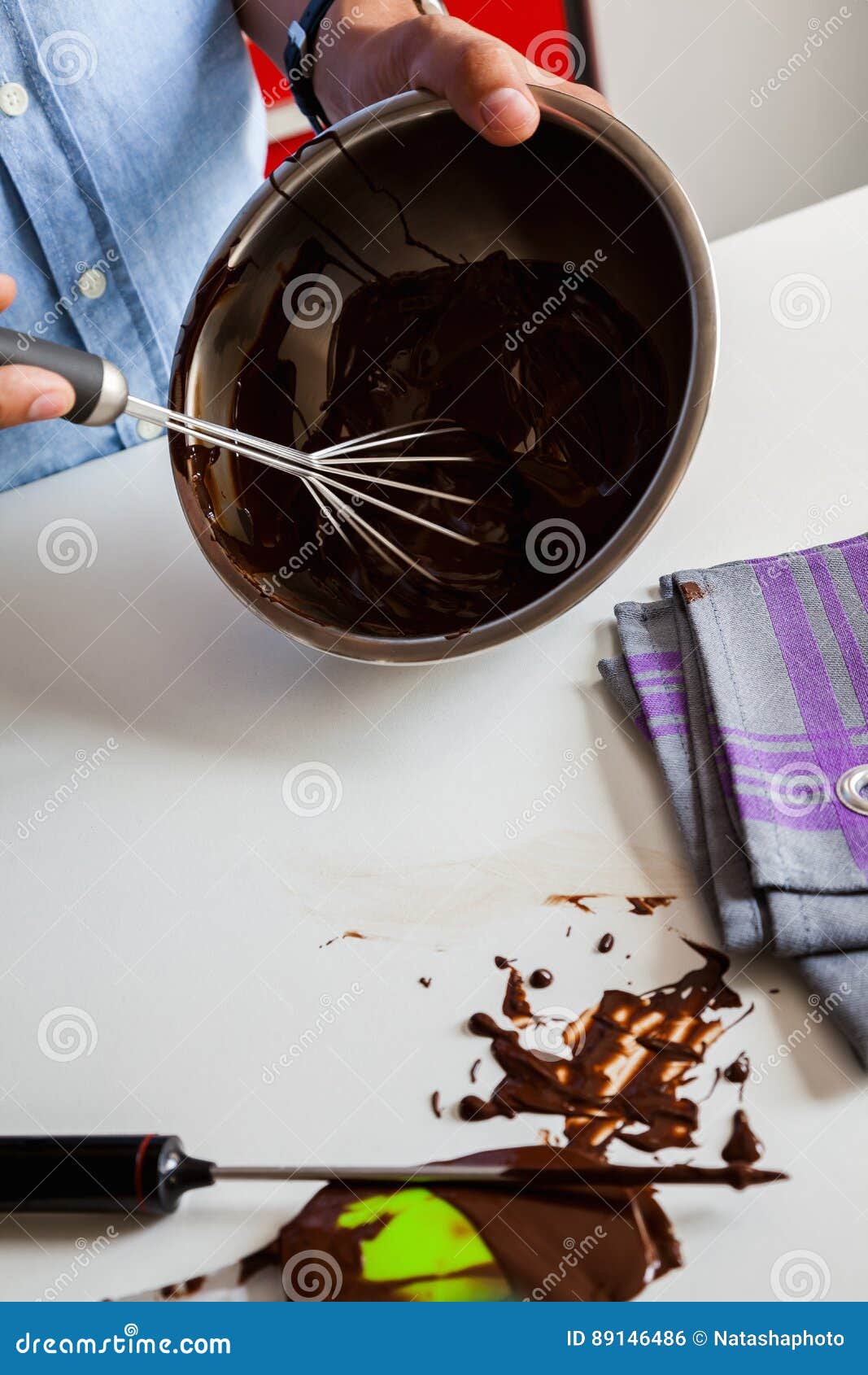 Tempering Chocolate stock photo. Image of counter, nutritious - 89146486