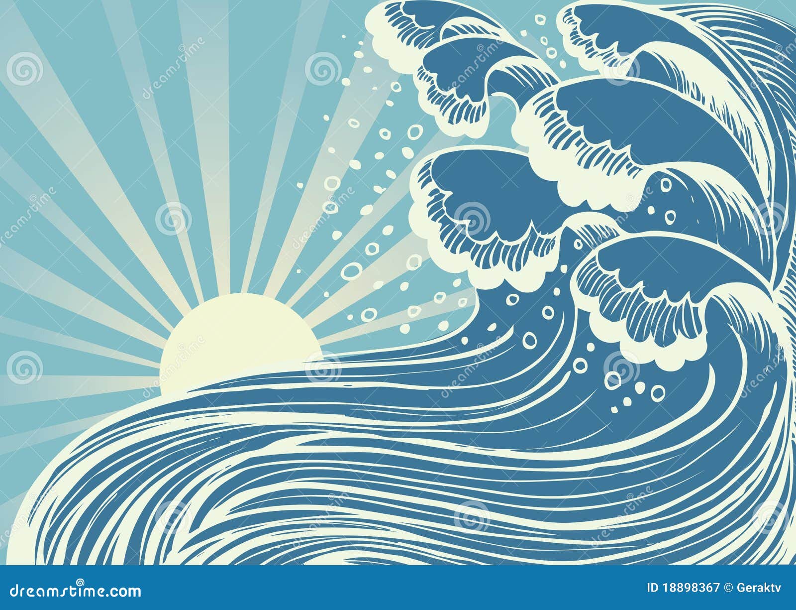 Tempestade No Mar Azul. Vetor Ilustração do Vetor - Ilustração de azul ...