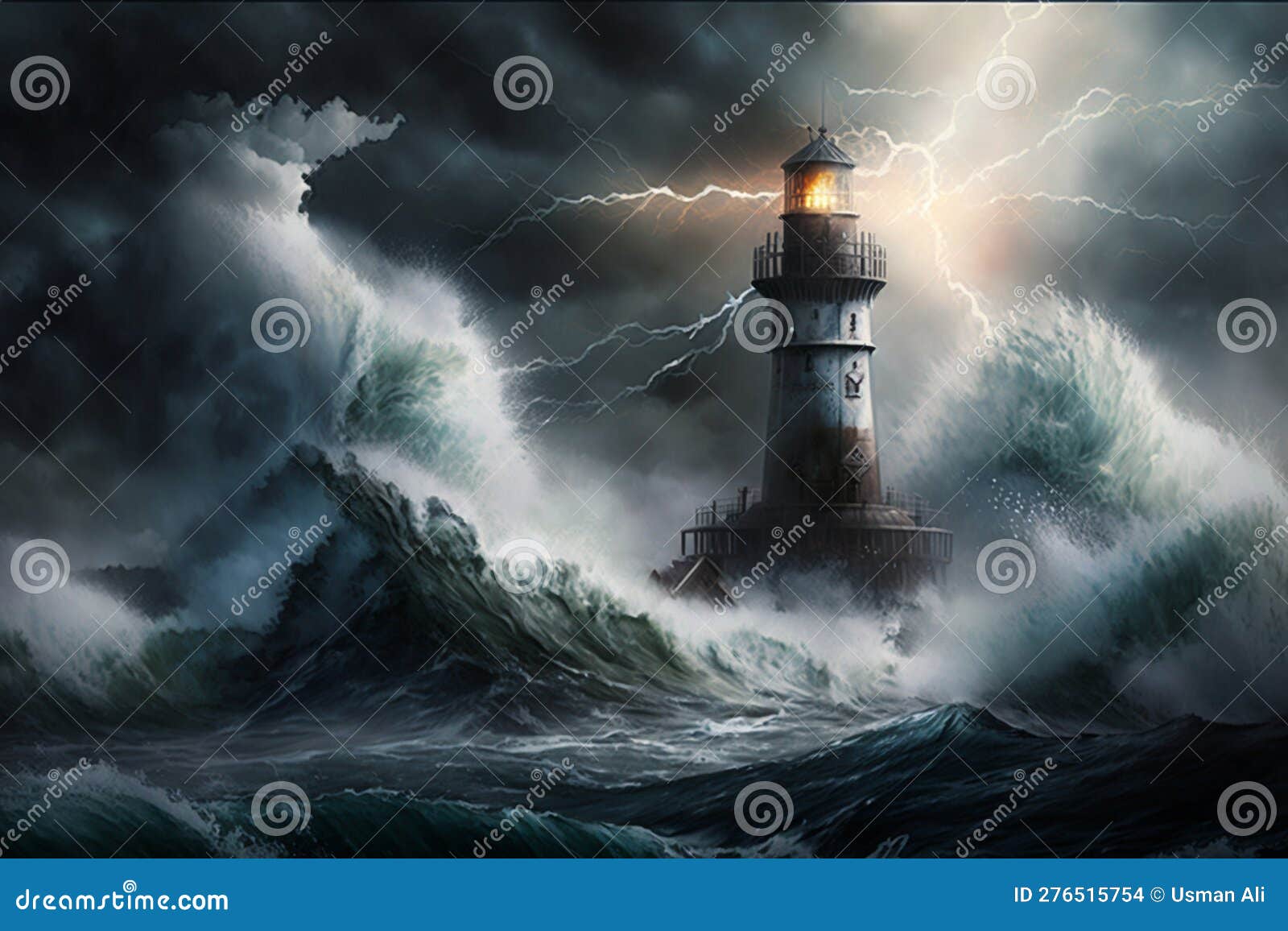 In this Tempestuous Setting, a Lighthouse is Surrounded by Thunder ...