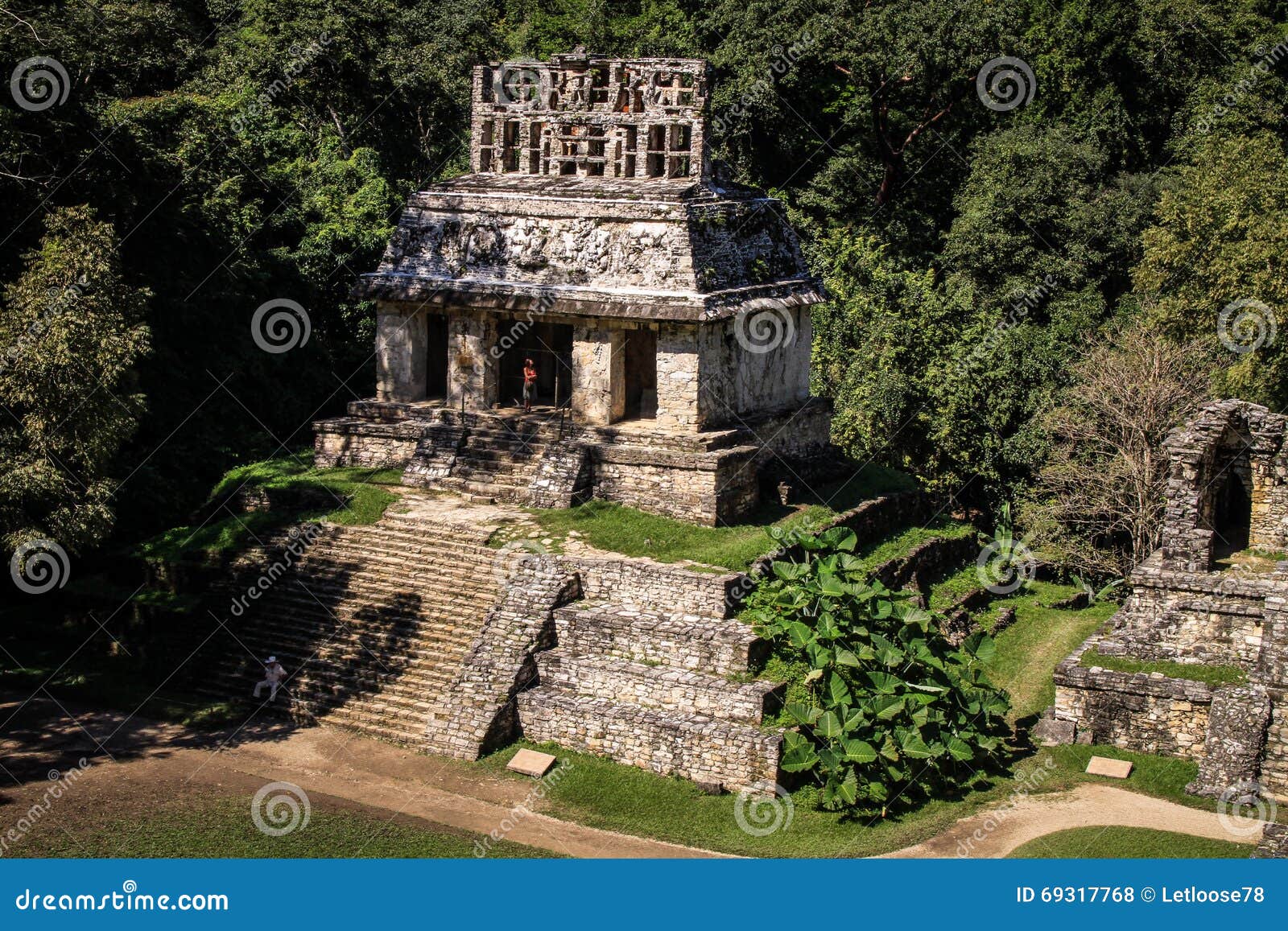 Tempio Del Sun, Palenque, Il Chiapas, Messico Fotografia Stock ...