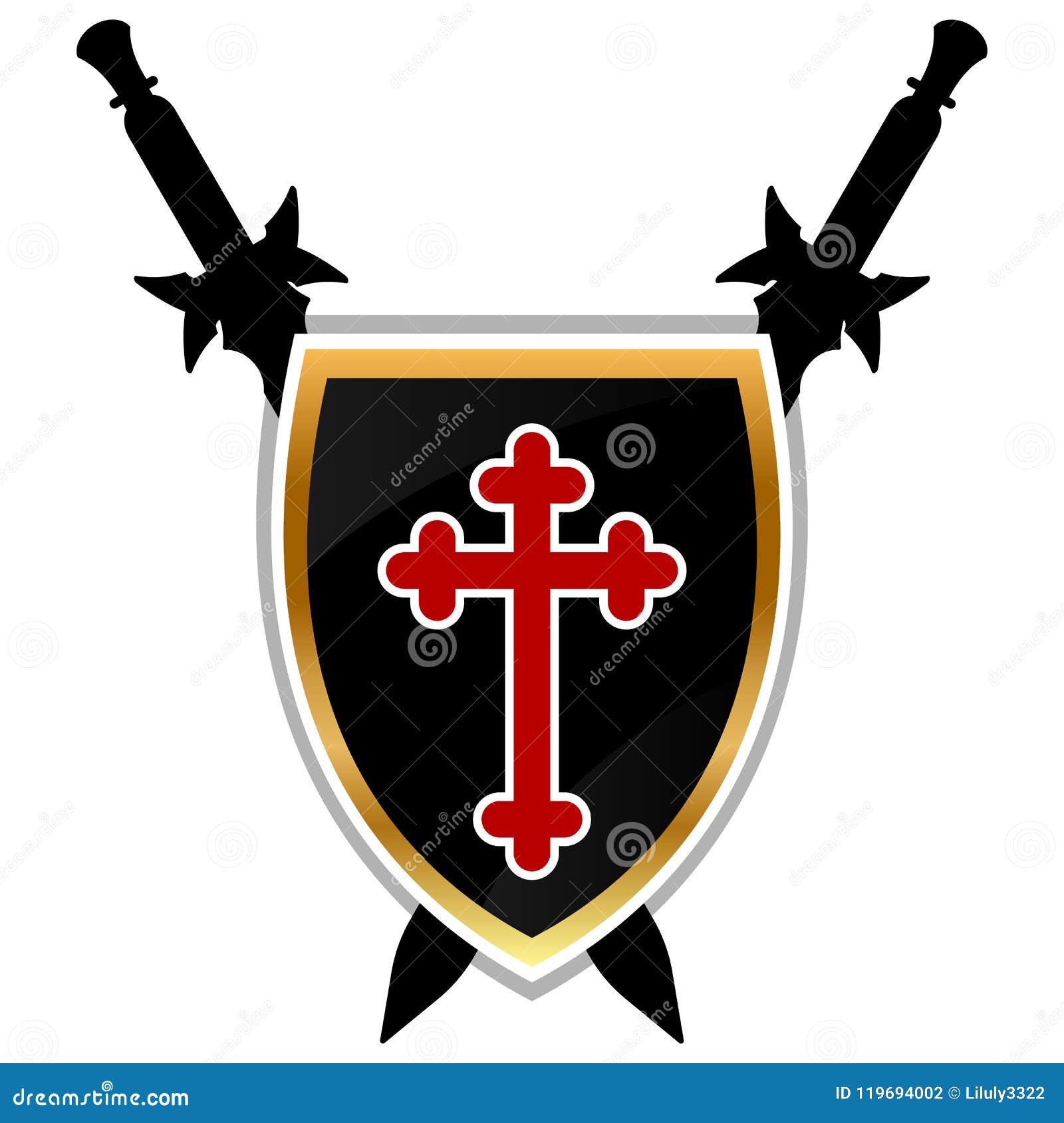 Templar Shield icon. stock vector. Illustration of century - 119694002