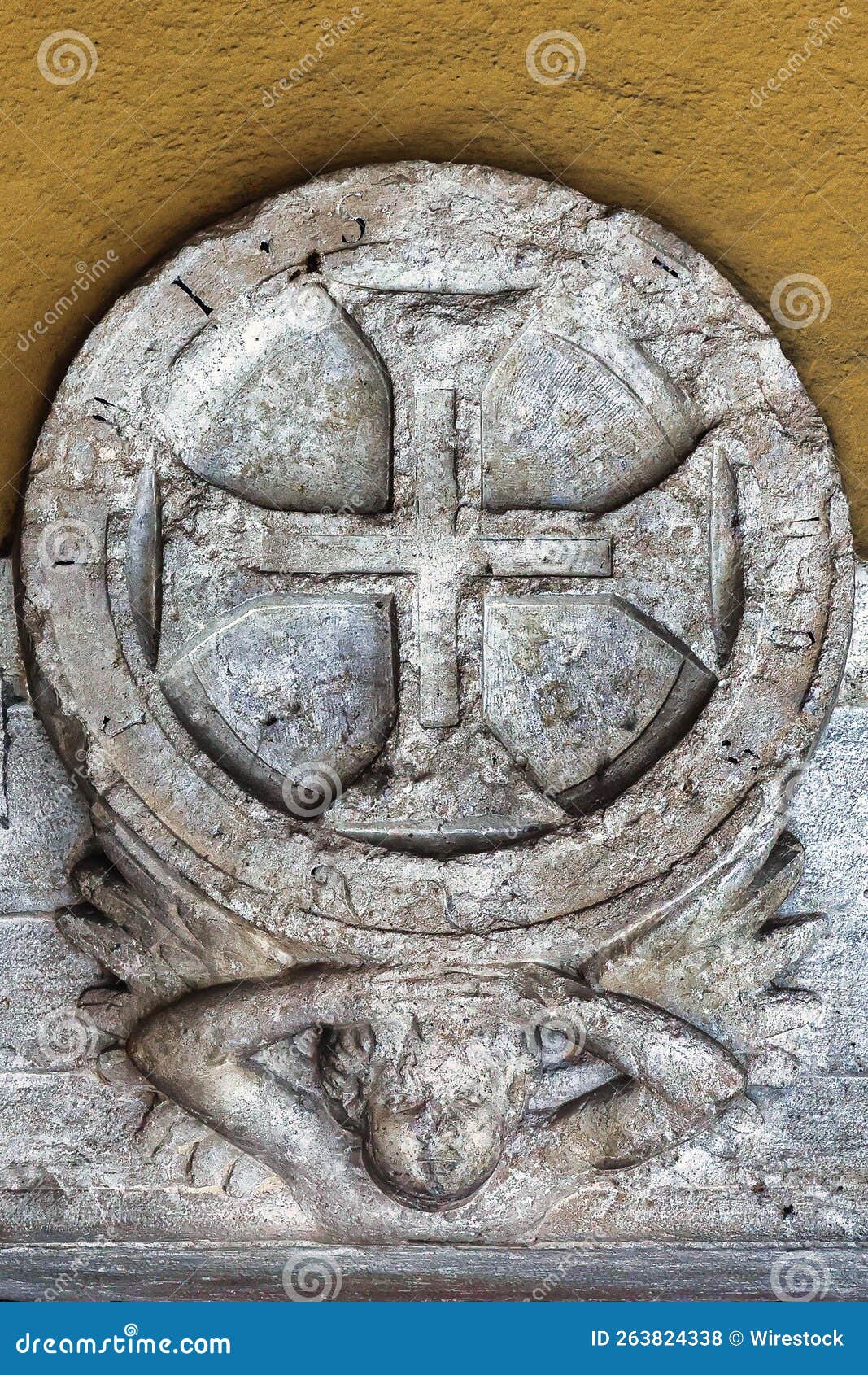 Templar cross in Tomar stock photo. Image of town, view - 263824338