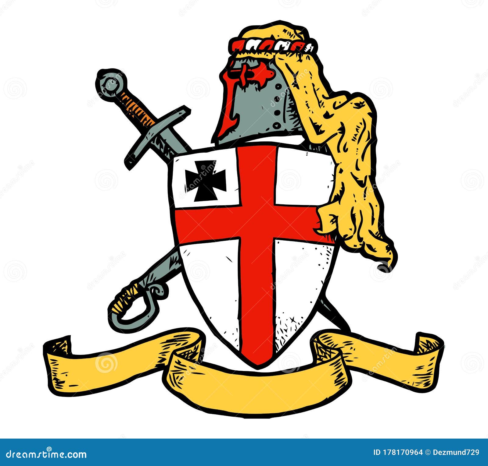 Templar Shield with Weapons Stock Vector - Illustration of element ...