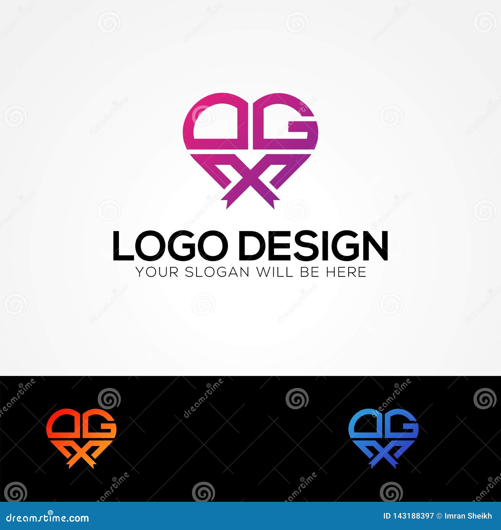 OGX Letter Logo with Heart Shape Stock Vector - Illustration of symbol ...