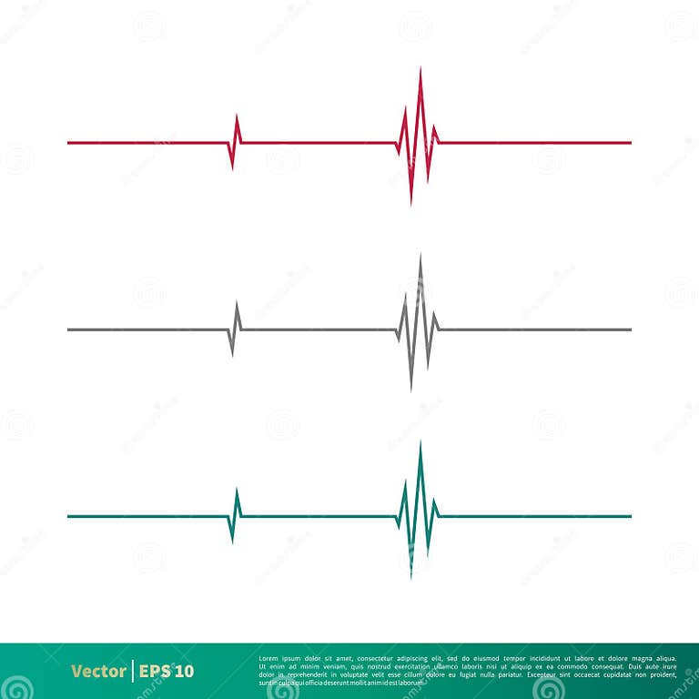 Set Cardiogram Line Icon Vector Logo Template Illustration Design ...