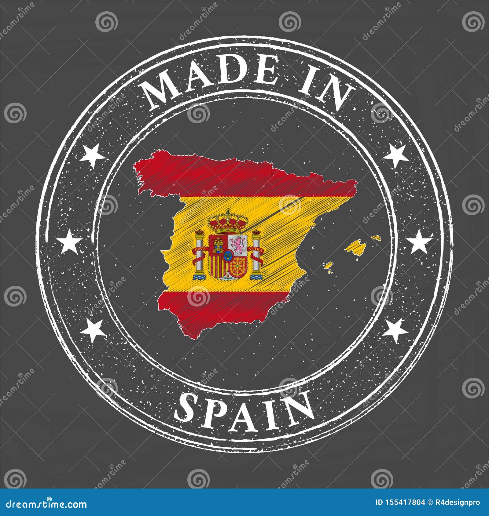 Made in Spain template stock vector. Illustration of chalkboard - 155417804