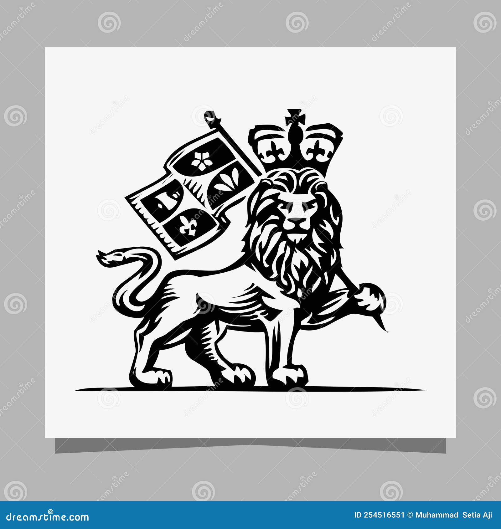 Black Lion Logo on White Paper with Shadow, Perfect for Business Logos ...