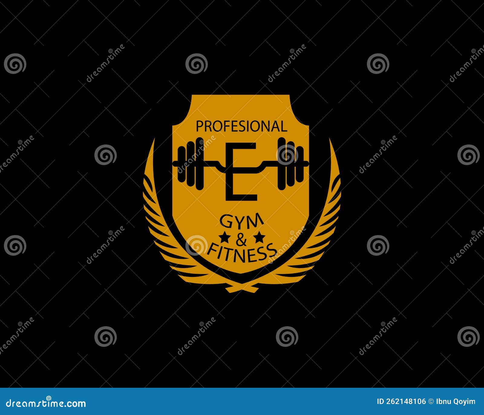 Letter E Logo with Barbell Template Illustration Stock Vector ...
