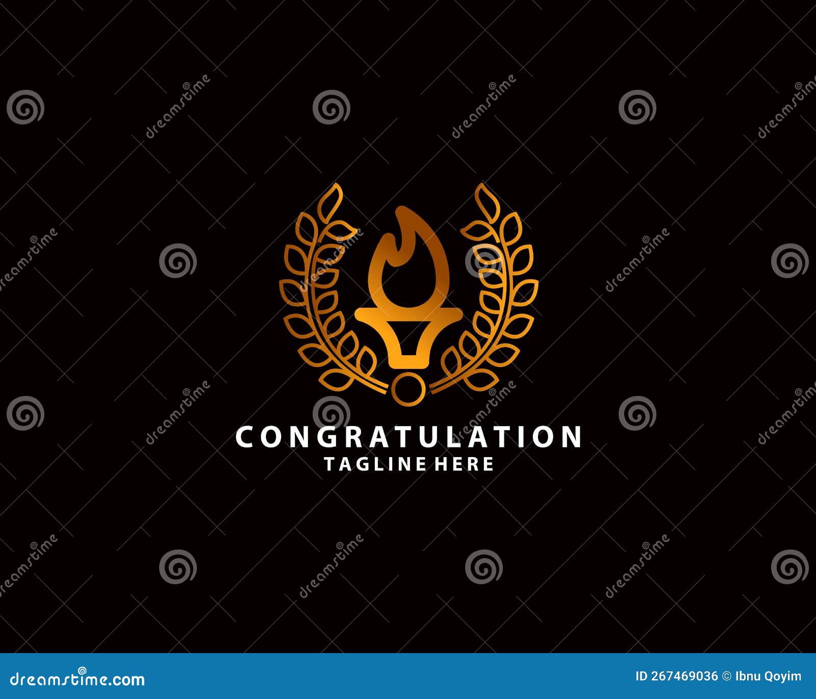 Torch Circle Gold Minimalist Logo Design Inspiration Template Stock ...