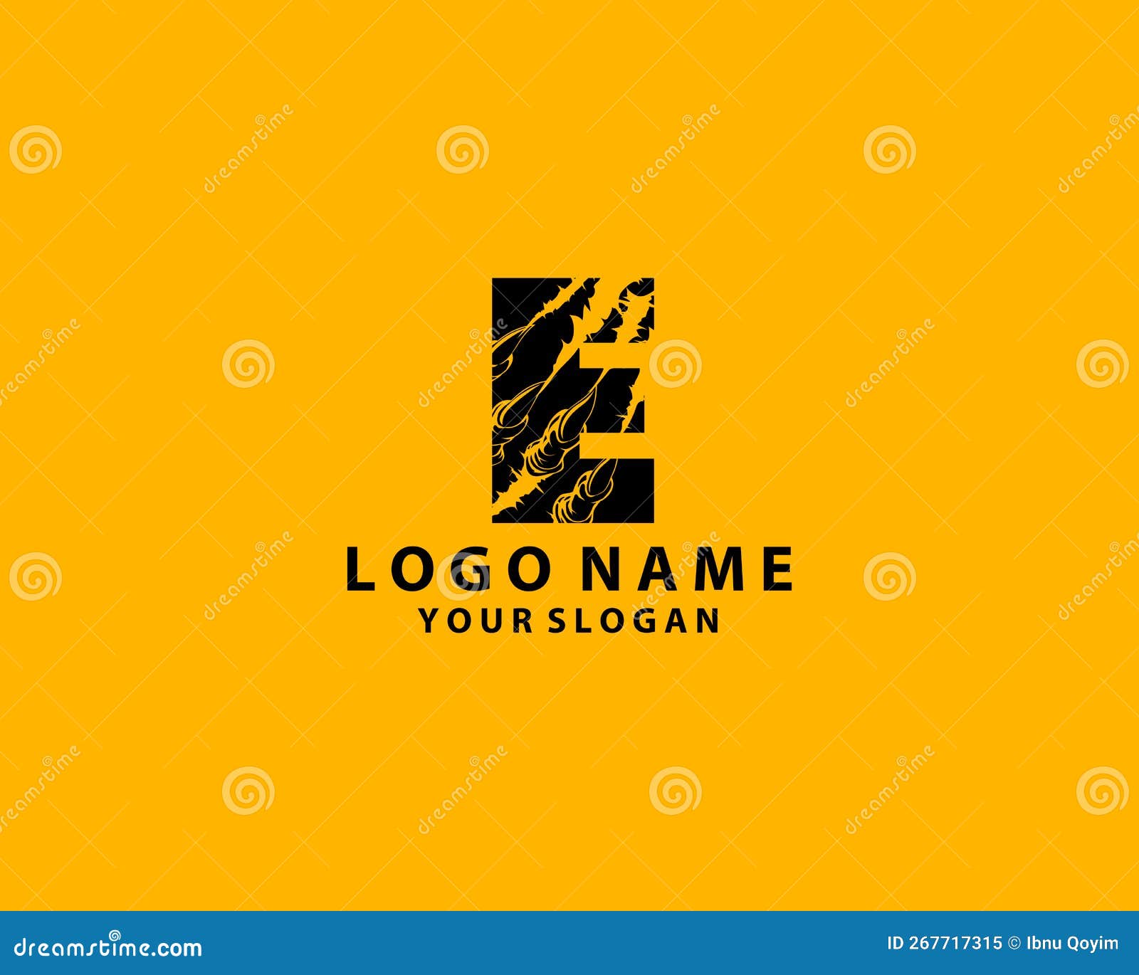 Letter E Logo Design with Black Claw Scratch Vector Illustration Stock ...