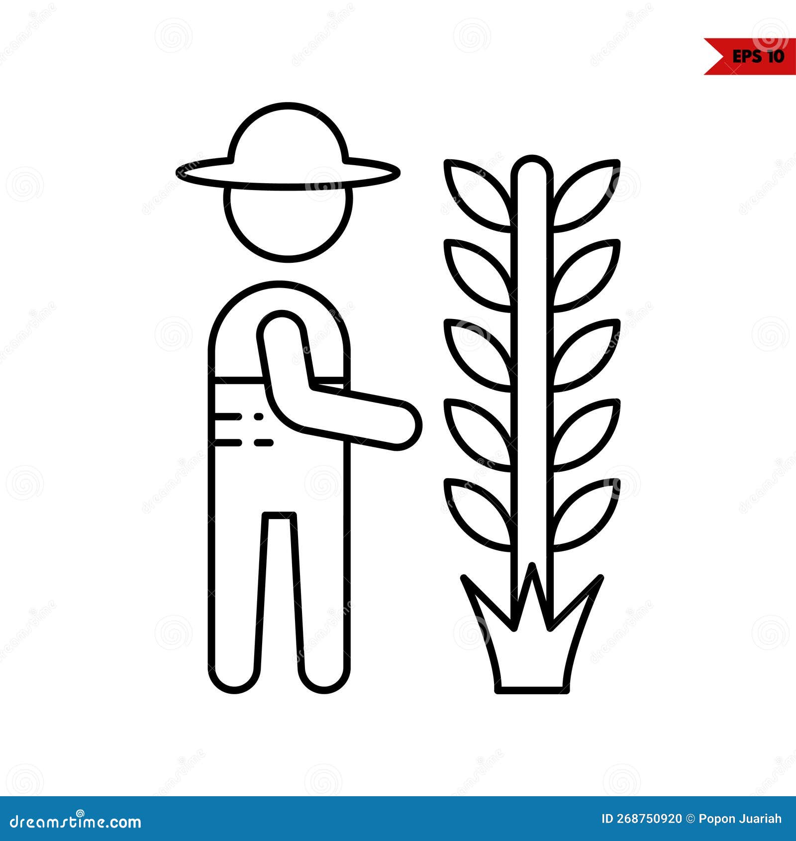 Illustration of Farmer Line Icon Stock Vector - Illustration of ...