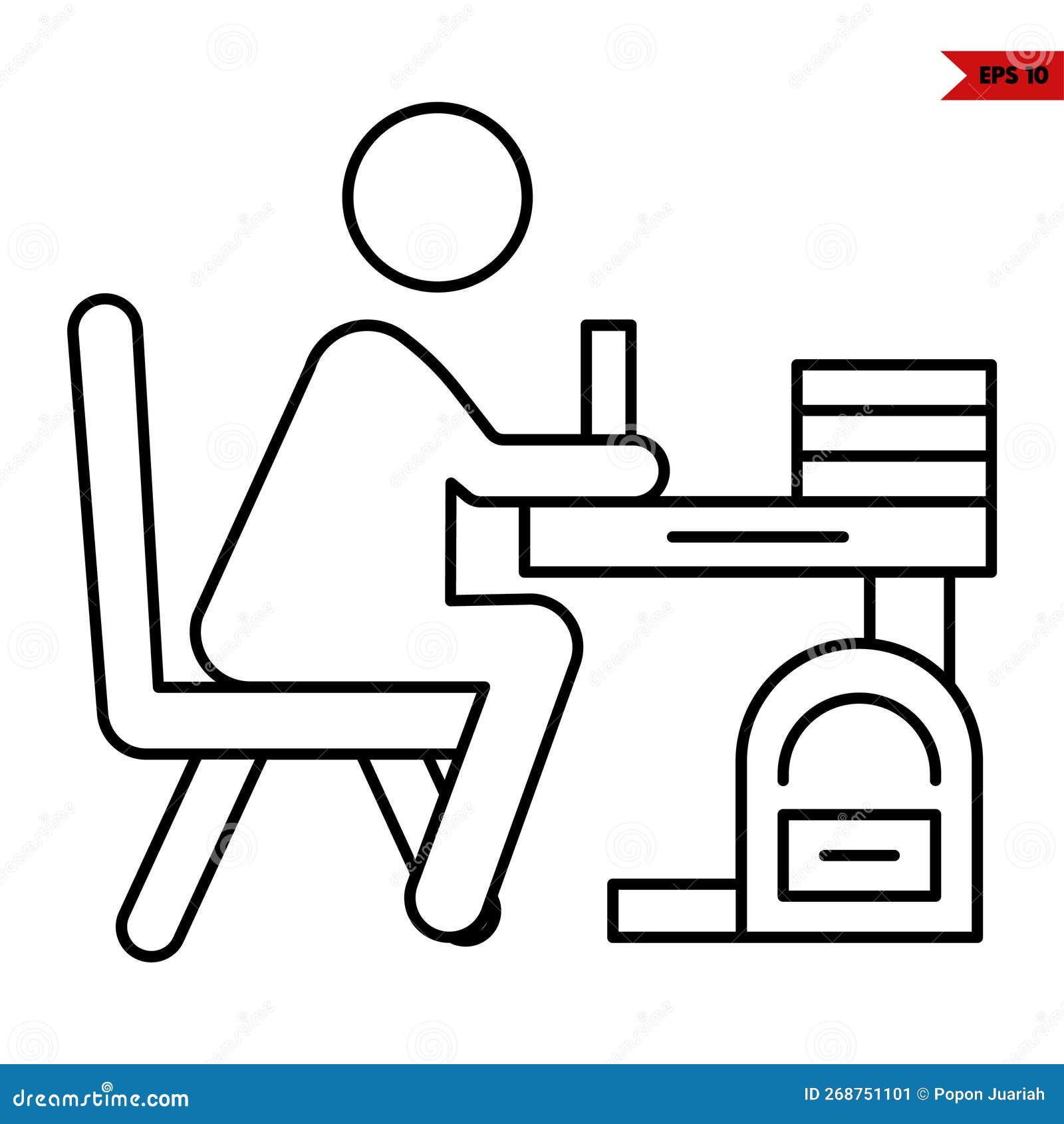 Illustration of Student Line Icon Stock Vector - Illustration of ...