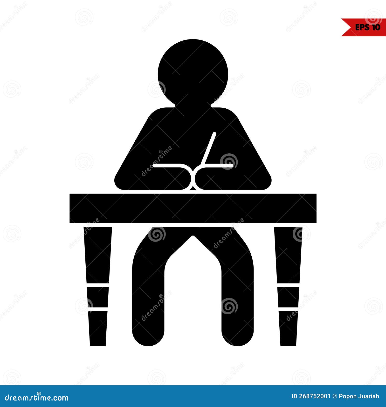 Illustration of Student Glyph Icon Stock Vector - Illustration of books ...