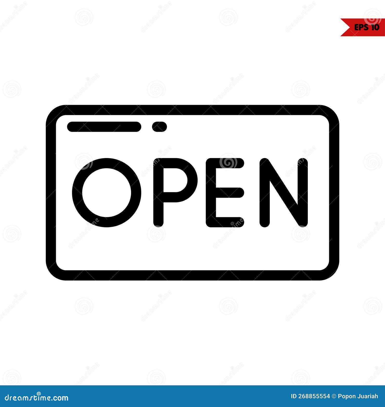 Illustration of Open Sign Line Icon Stock Vector - Illustration of sign ...