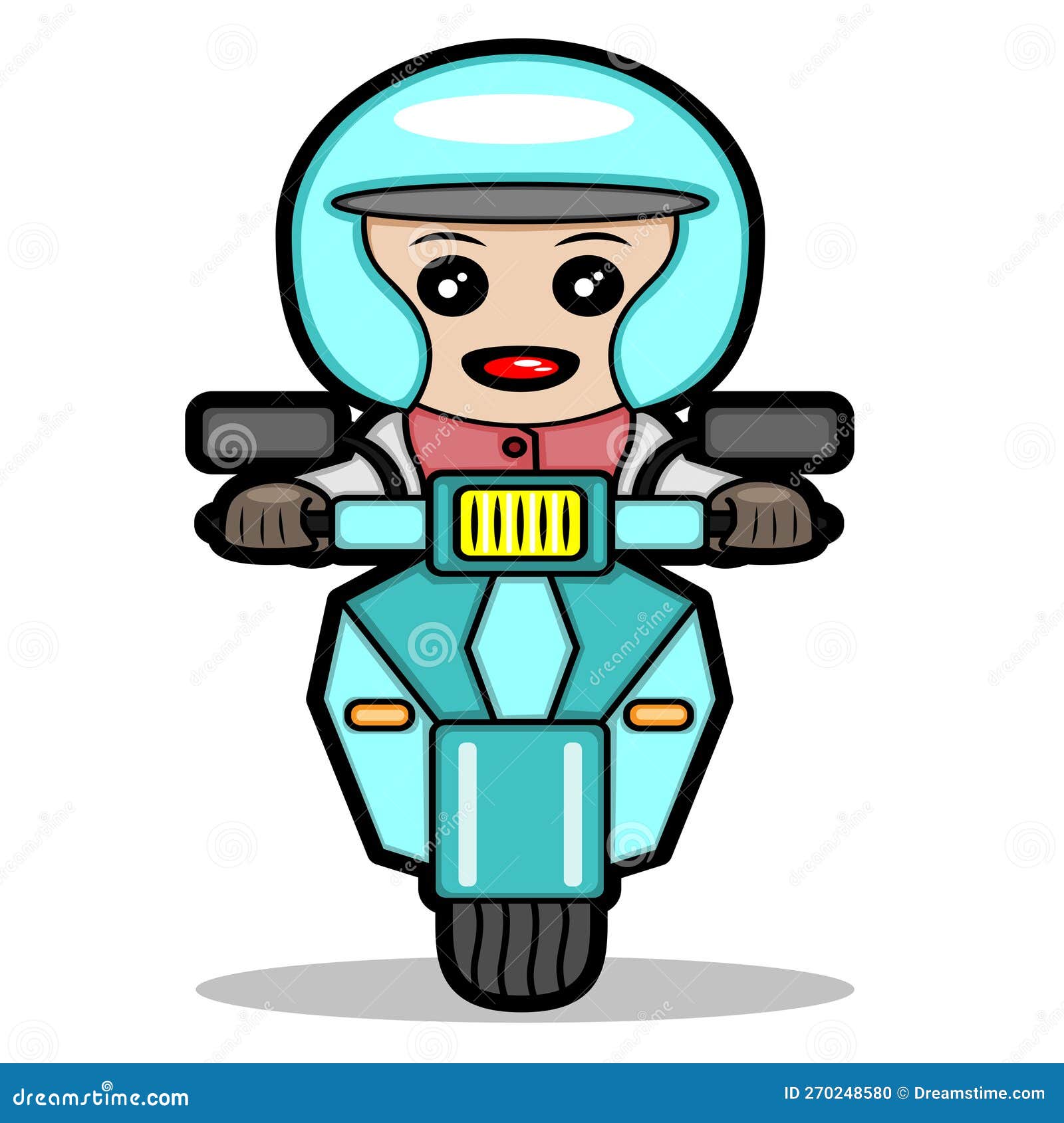 A Cartoon Illustration of a Happy and Cheerful Motorbike Driver Stock ...
