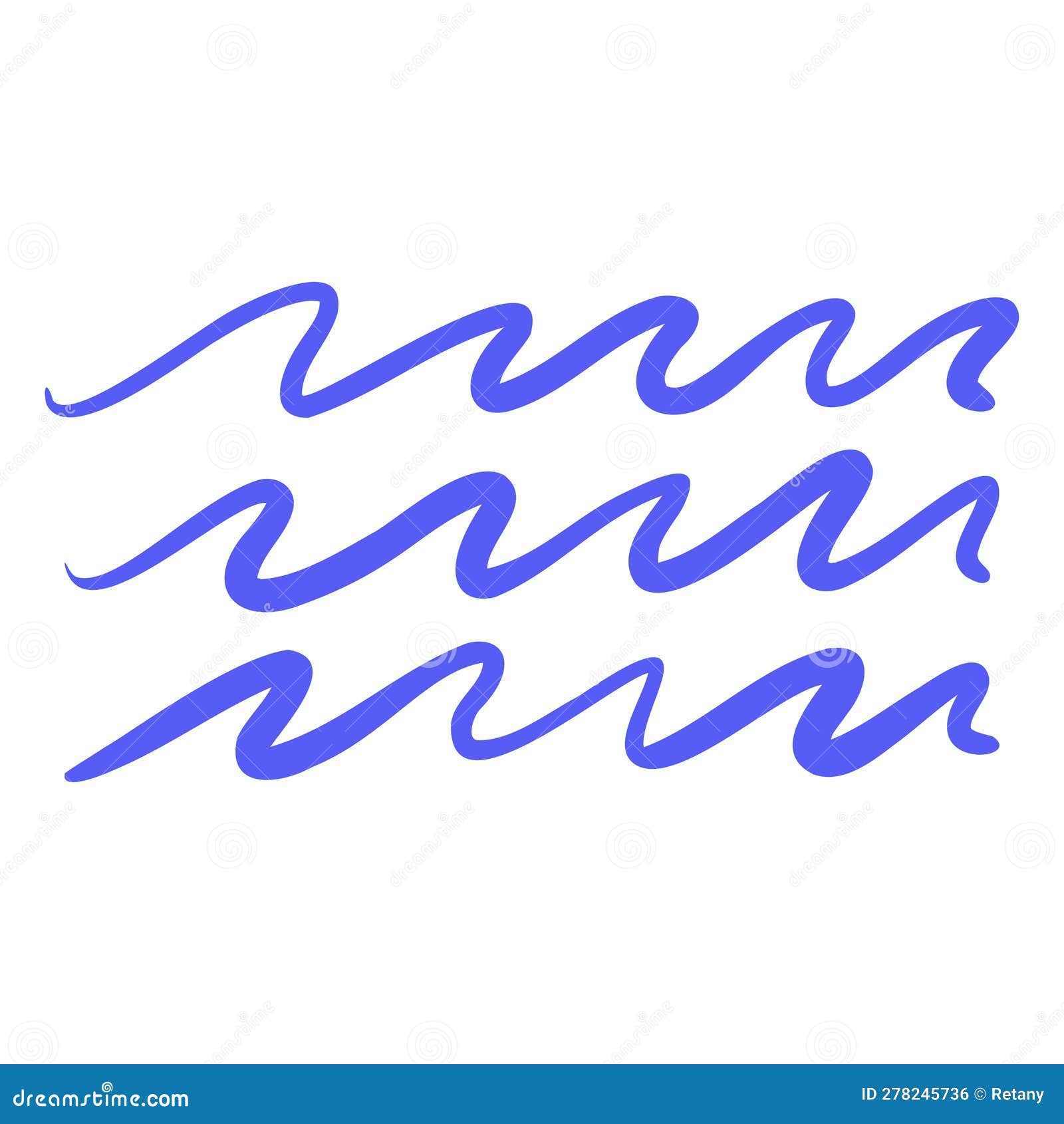 Colorful Abstract Sketch of Sea Waves. Stock Vector - Illustration of ...