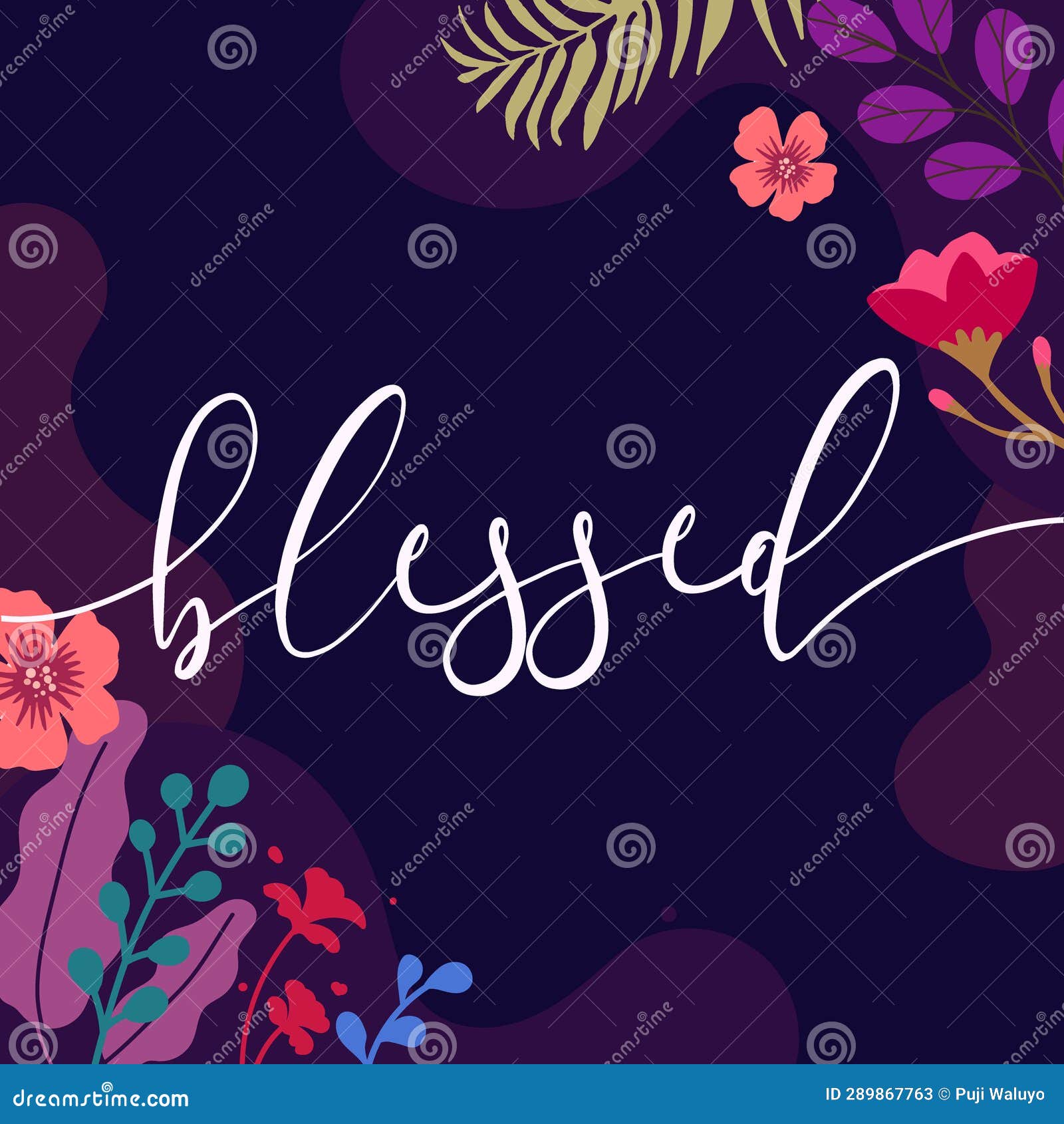 Faith Family Home Quote Blessed Vector in Flower Background Stock ...