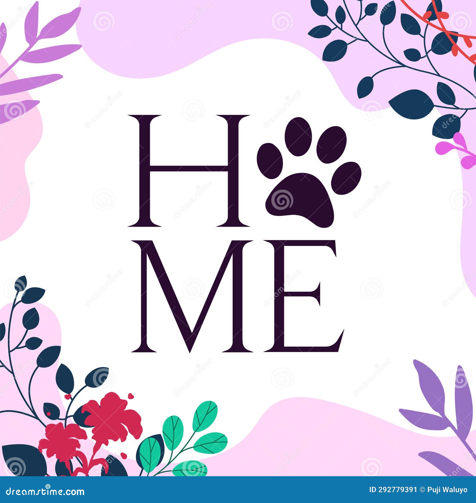 Family Home Pet Quote Dogs Cats Vector Natural Background Stock Vector ...