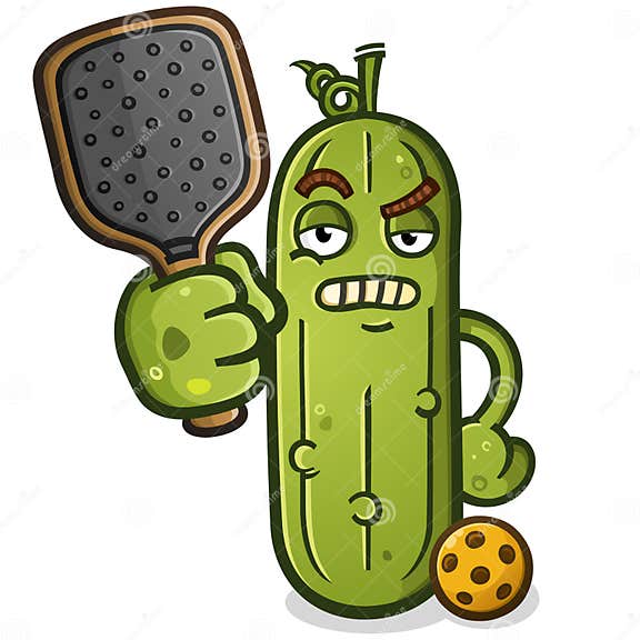 Grumpy Old Pickle Cartoon Ready To Beat You in a Pickleball Match Up ...