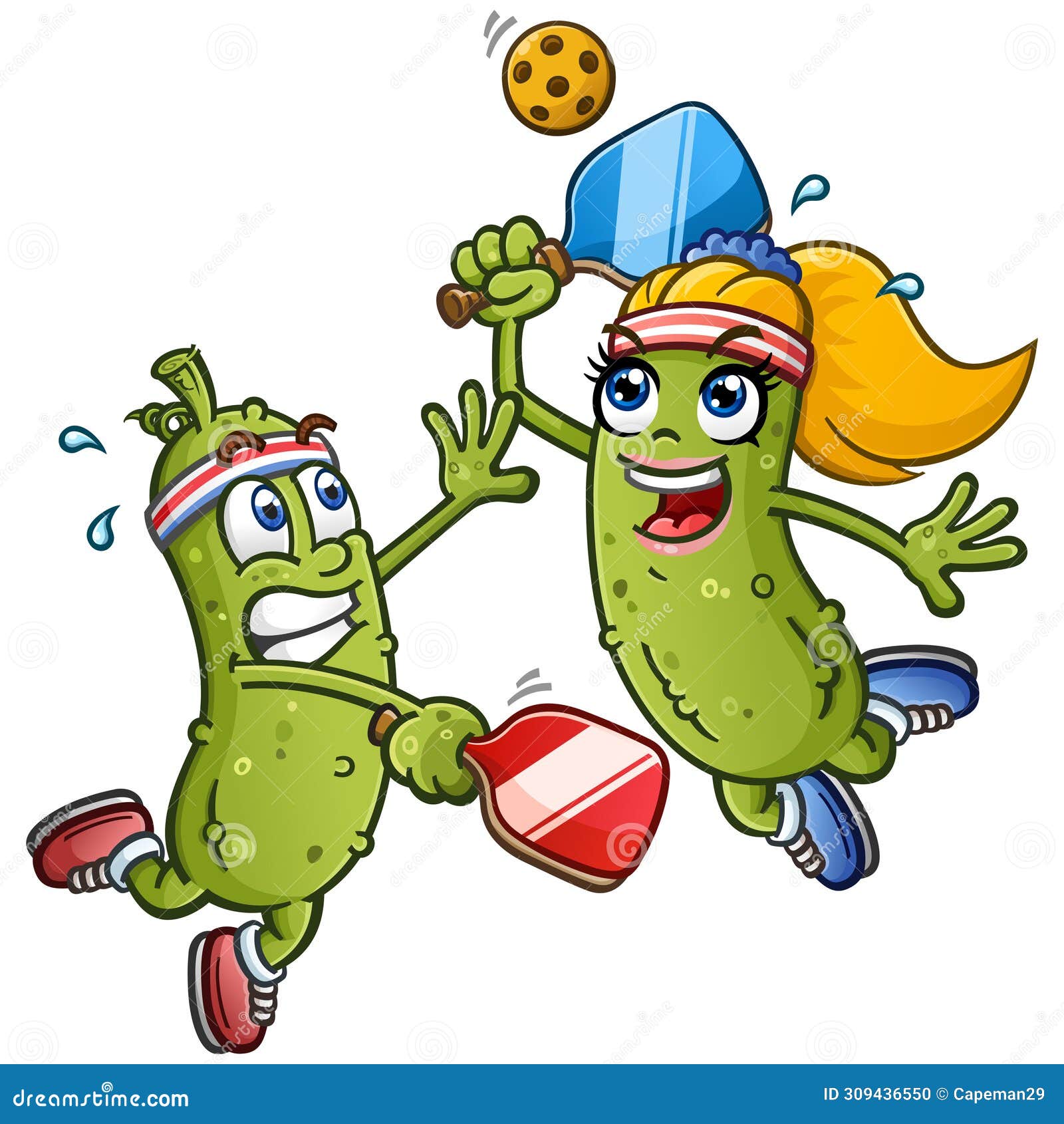 Pickleball Cartoon Character In Backhand Position Vector Illustration ...