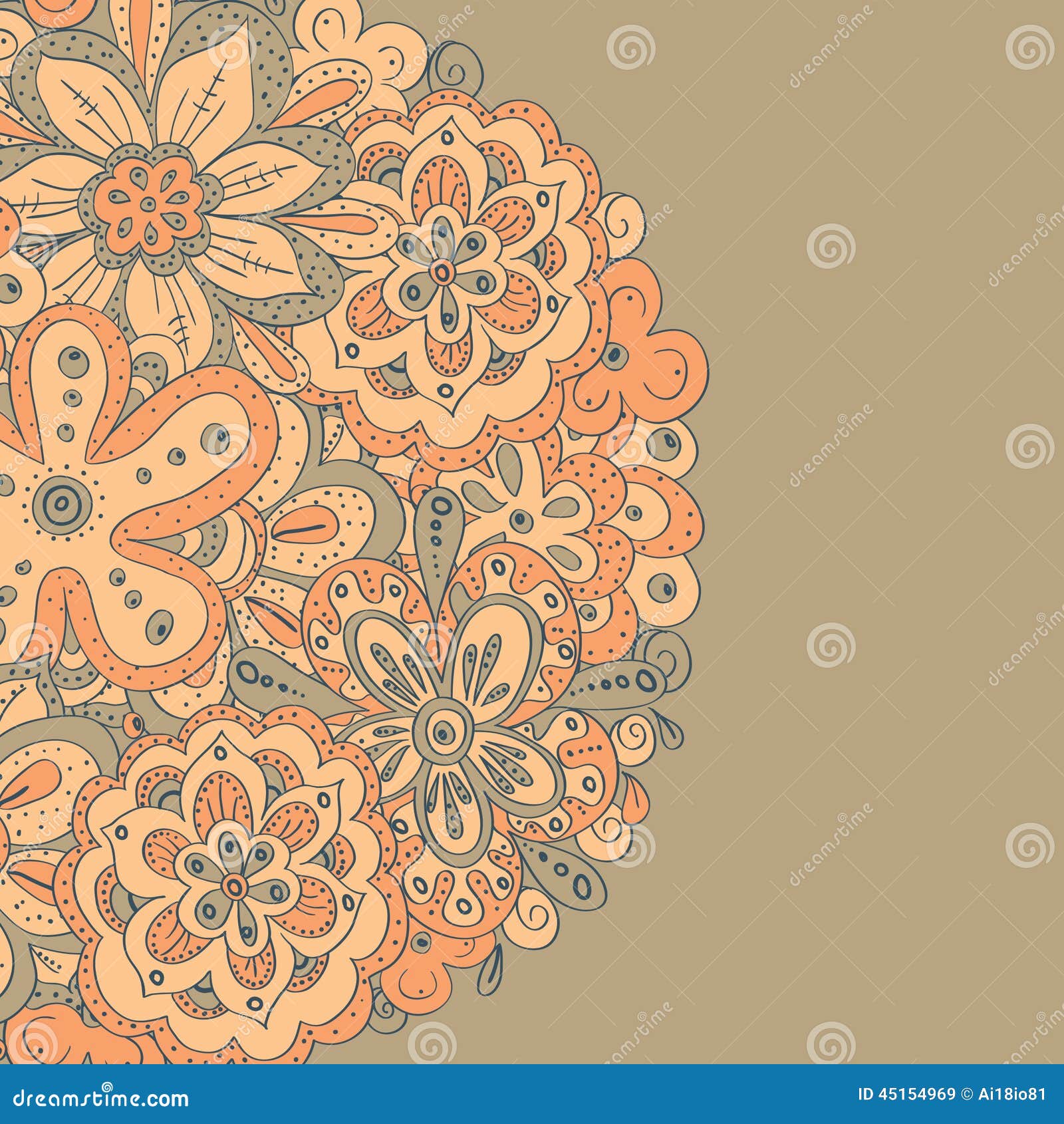 Template with Abstract Flower Stock Vector - Illustration of green ...