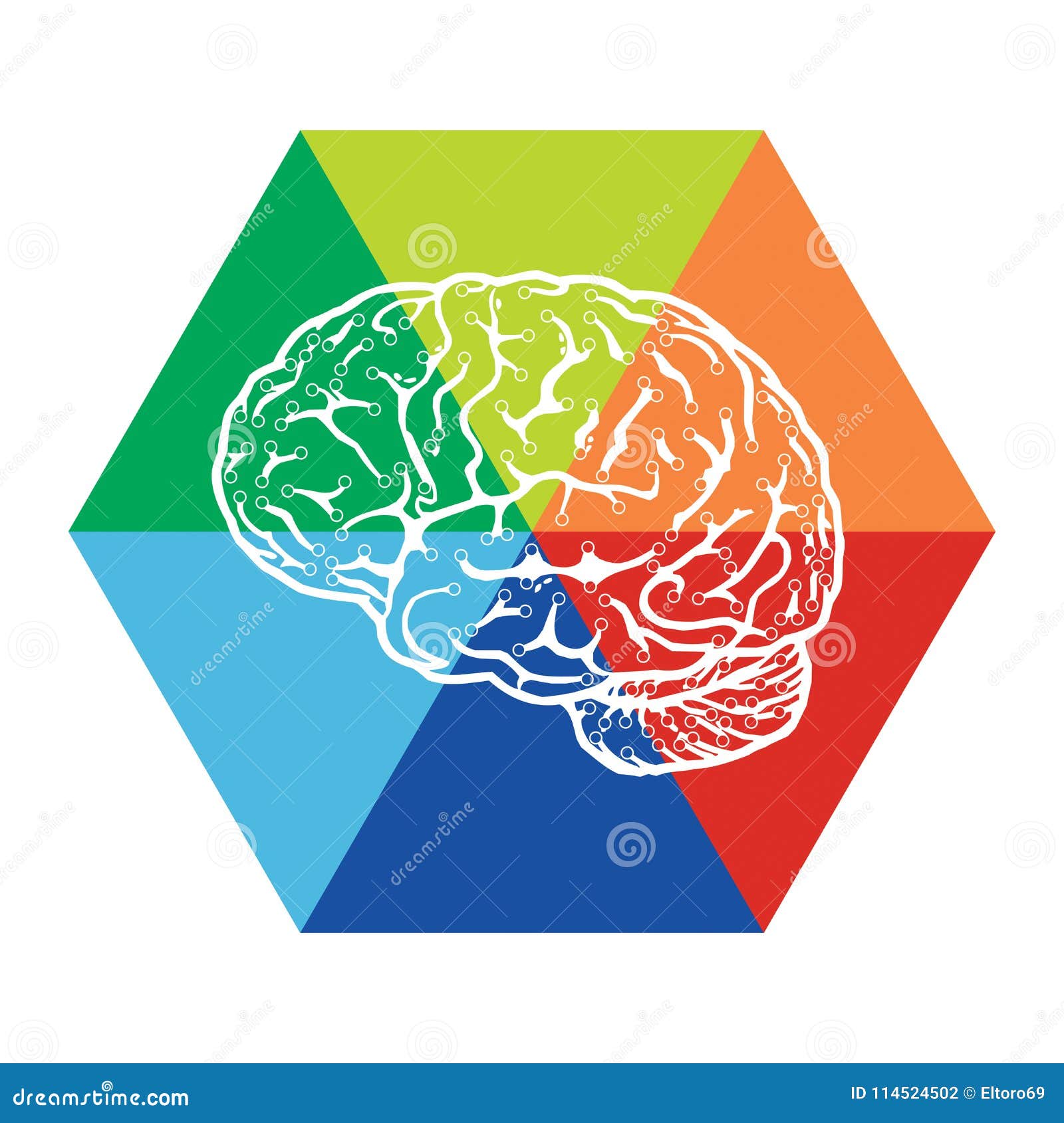 Template with Abstract Human Brain Illustration Stock Vector ...