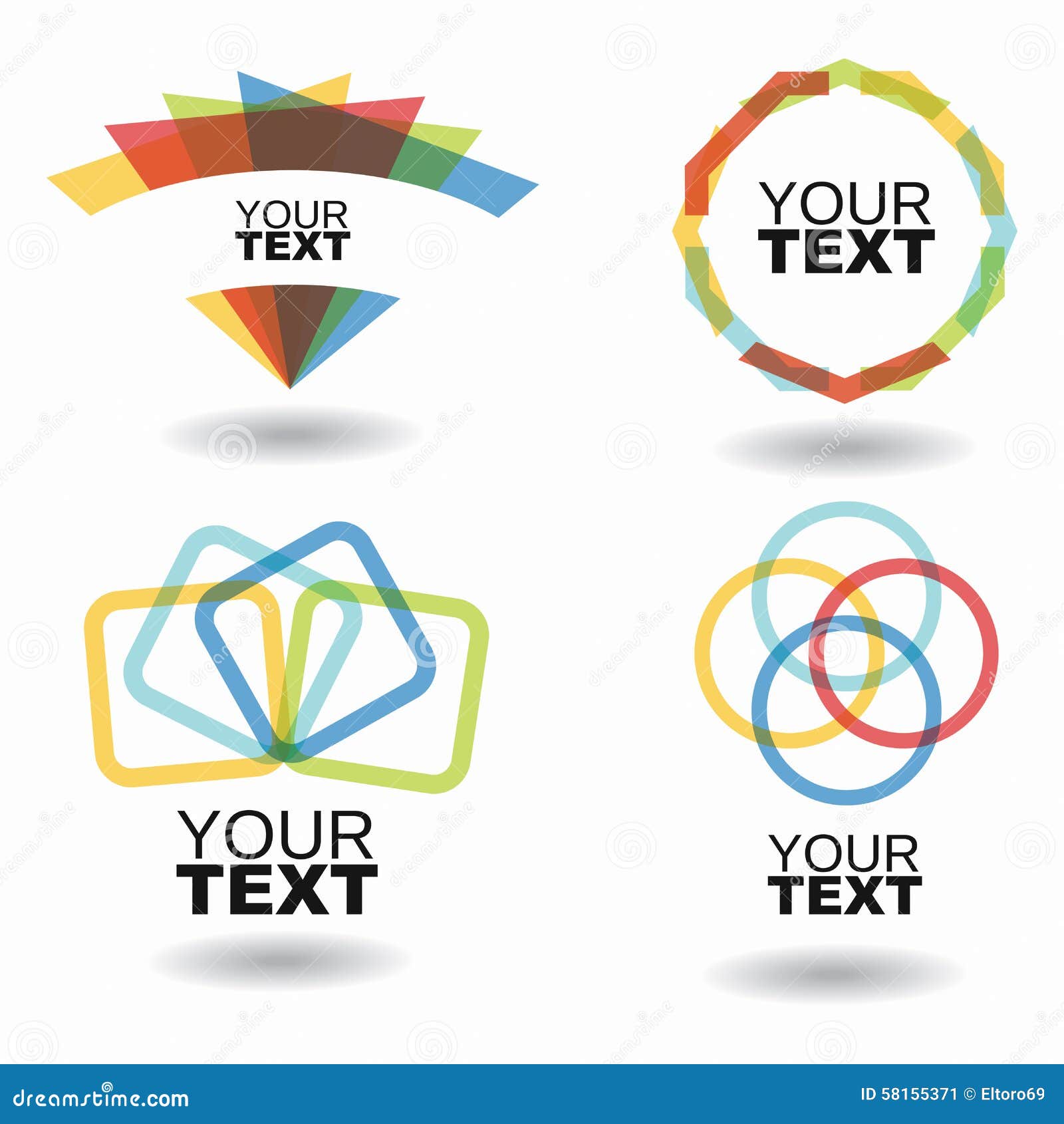 Template with Abstract Sign Set Stock Vector - Illustration of ...