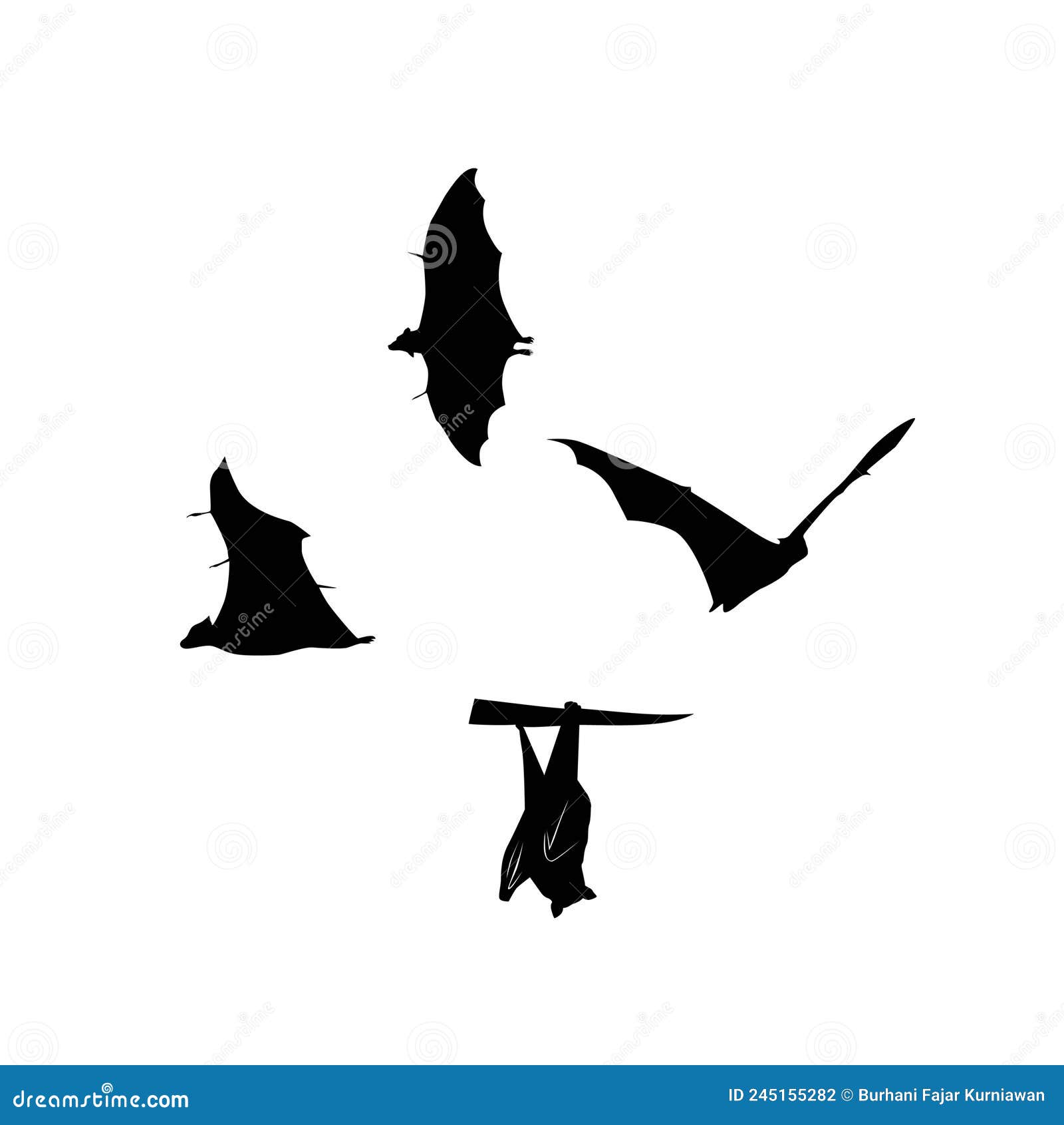 Set of Bat Fly Silhouette Vector Illustration Stock Vector ...