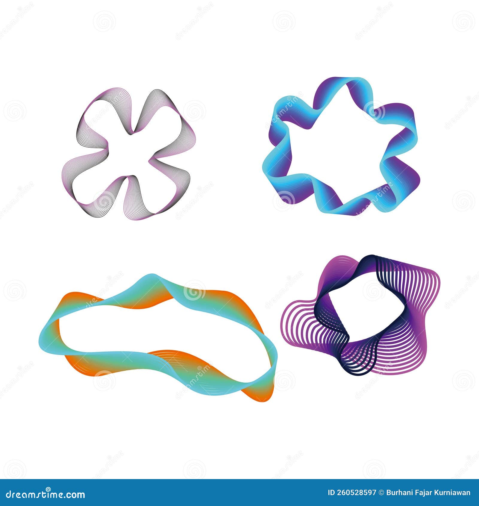 Set of Abstract Colorful Gradient Wave Shape Design Illustration Stock ...