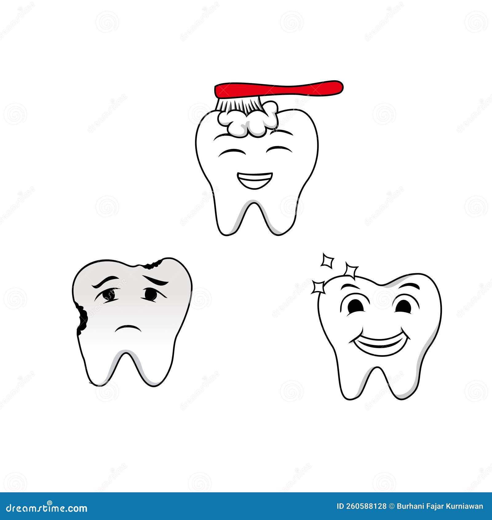 Set of Health, Pain Tooth Character Vector Illustration Stock Vector ...