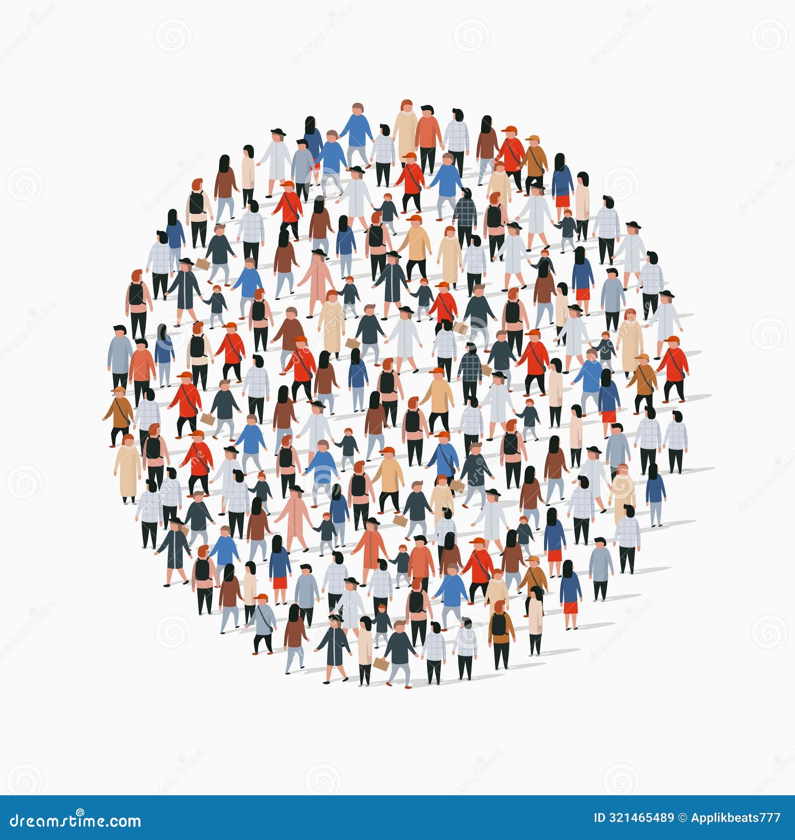 Template for Advertising Brochure with People Crowd in Shape of Circle ...