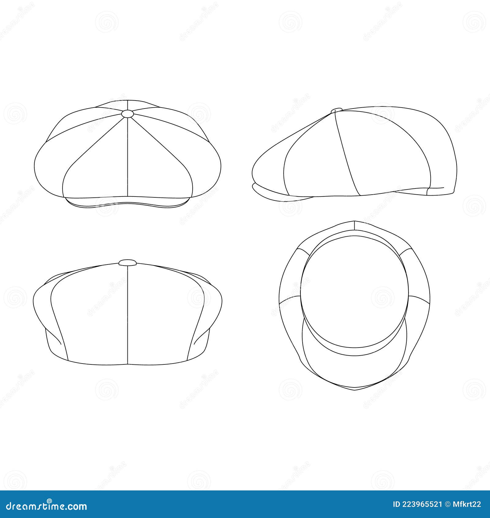 Flat Peaky Scally Cap Isolated On White Background Vector Illustration ...
