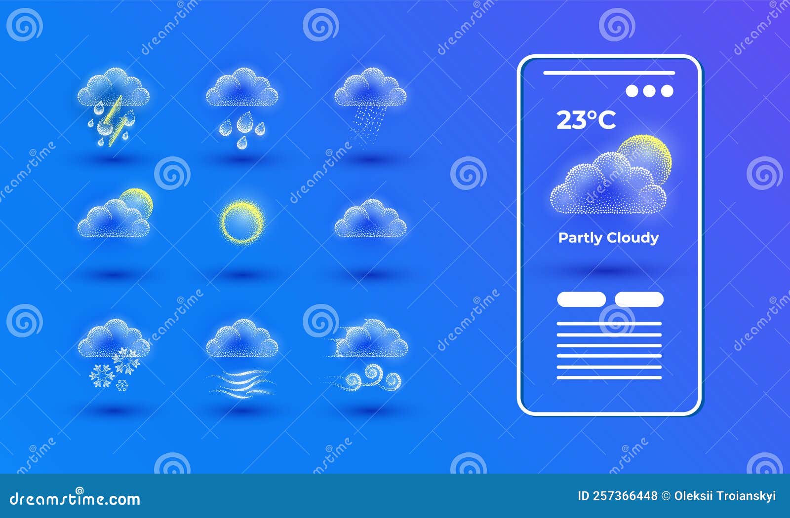 Template Application Interface with Weather Information and a Set of ...