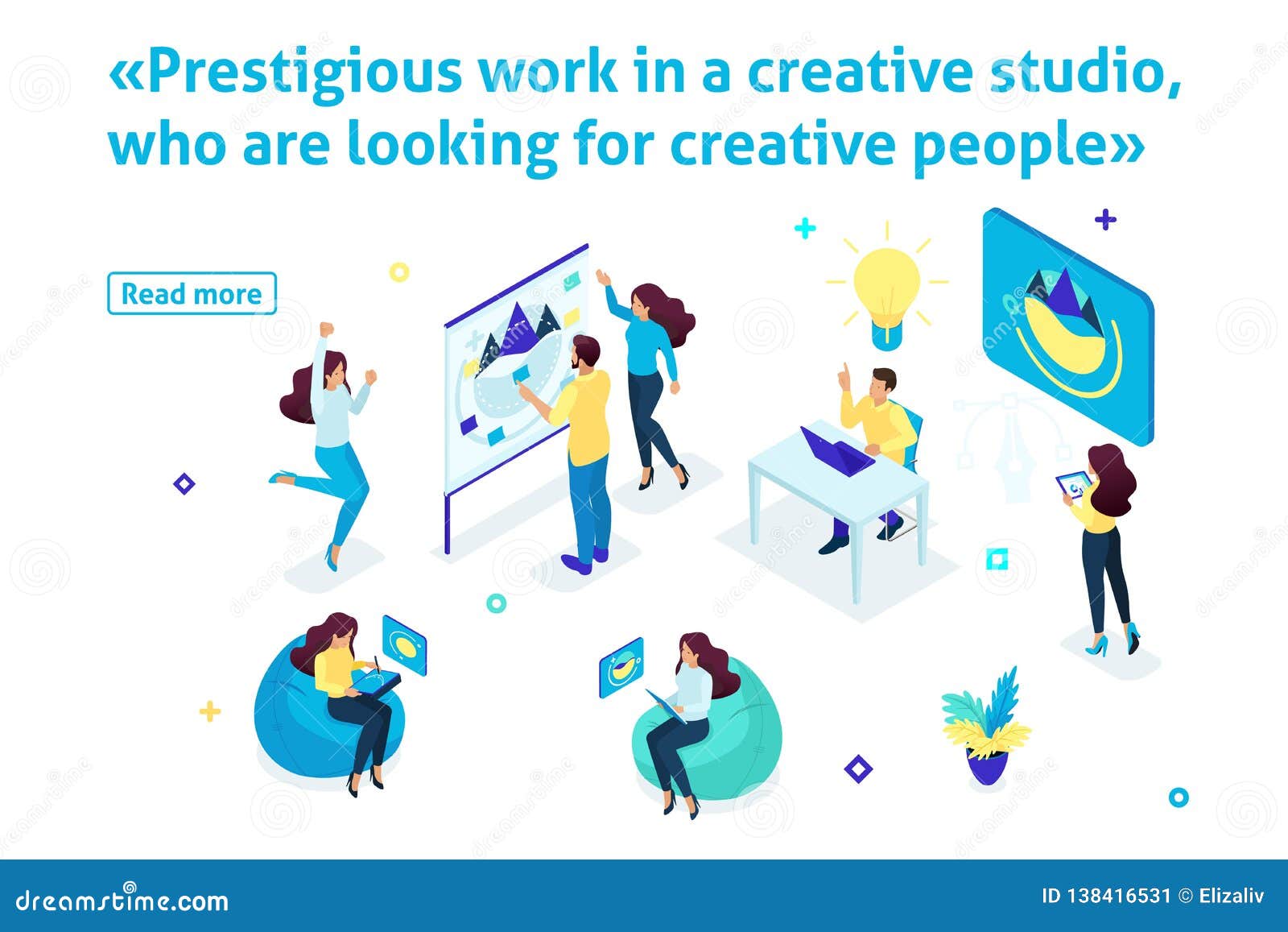 Creating Ideas Concept App Interface Template. Vector Illustration ...