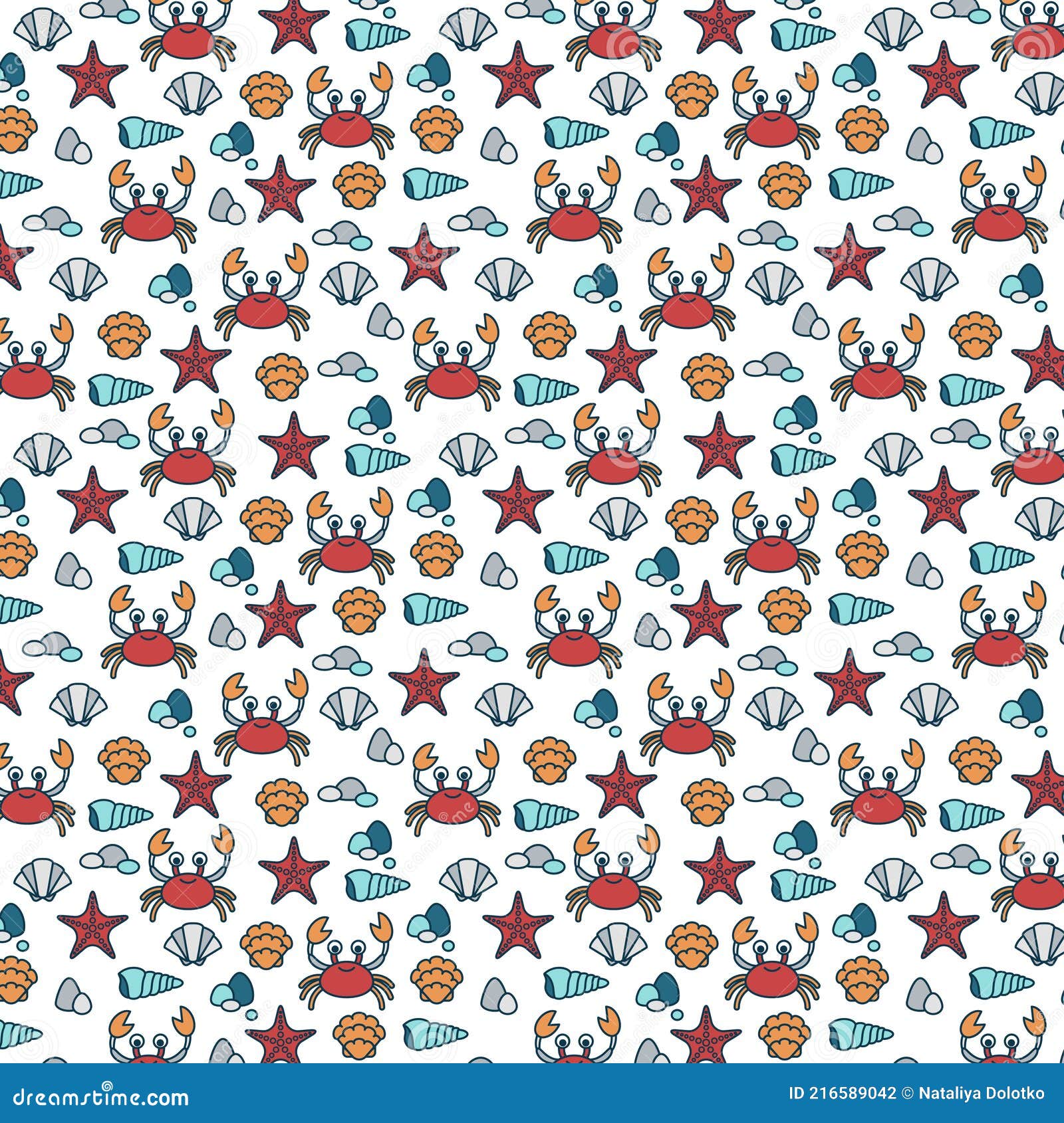 Maritime/nautical Background. Light Seamless Pattern with Crabs ...
